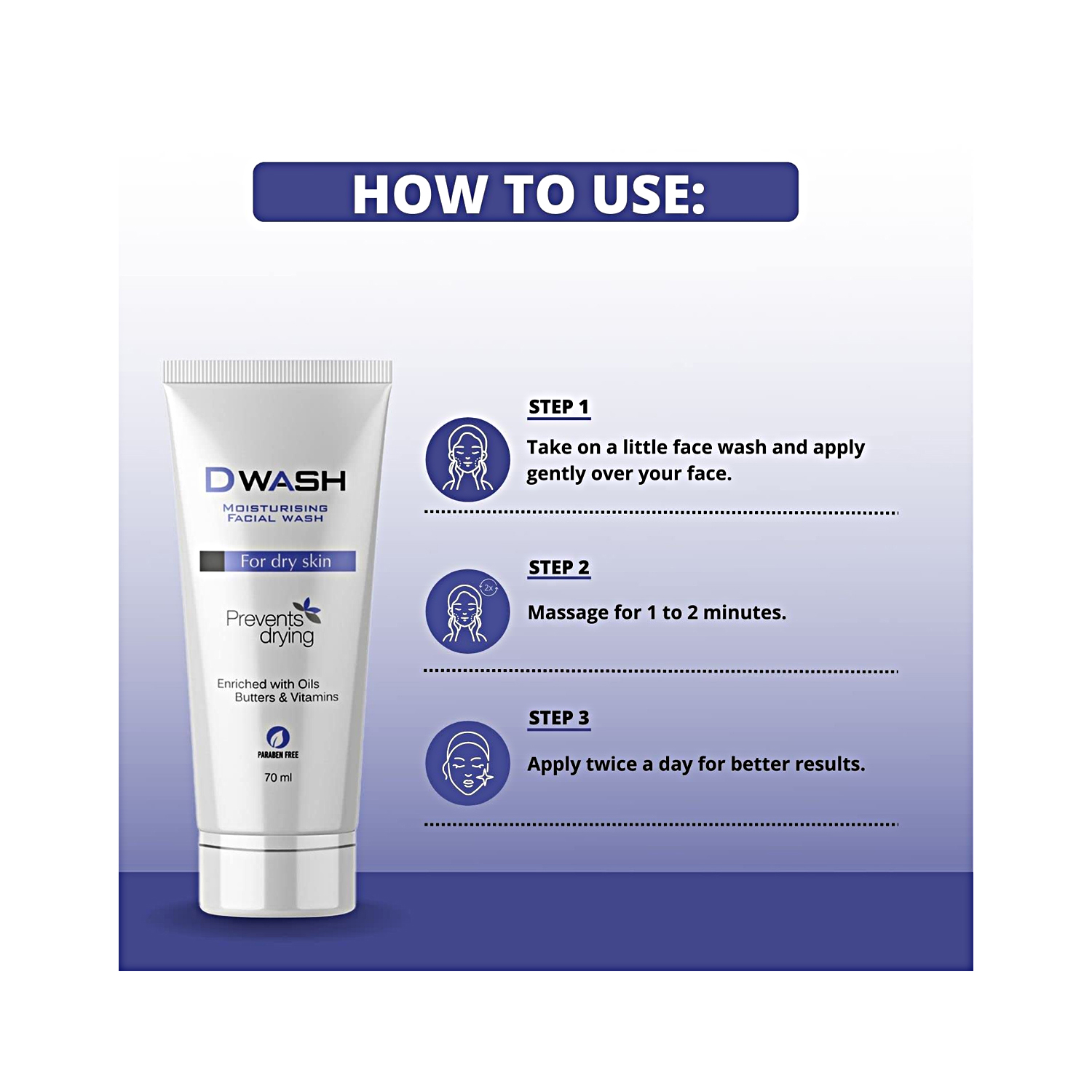 Buy D Wash Moisturising Facial Wash 70ml - Cureka
