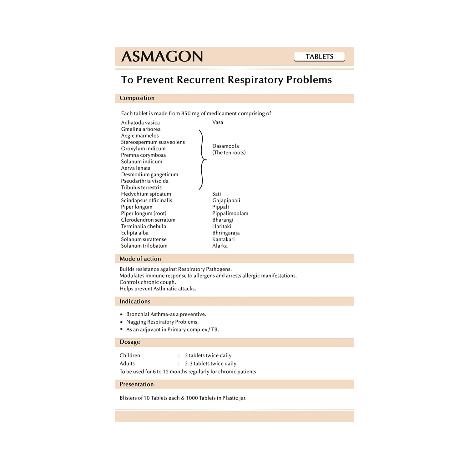 AVN Asmagon Tablets Pack of 1 (100 Tablets) - Cureka