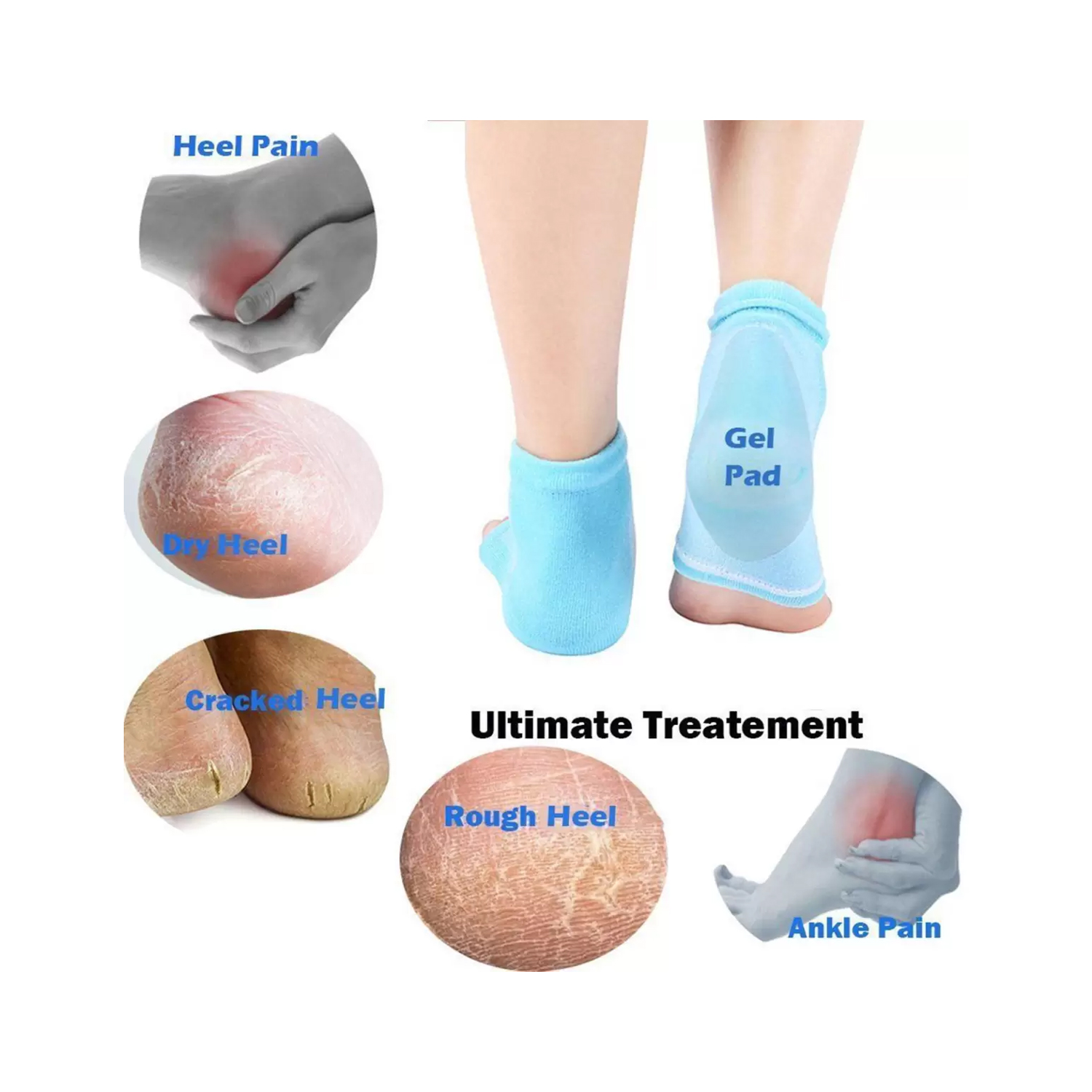 WDS Heel Pain Relief Silicon Gel Heel Socks Pad - Cureka