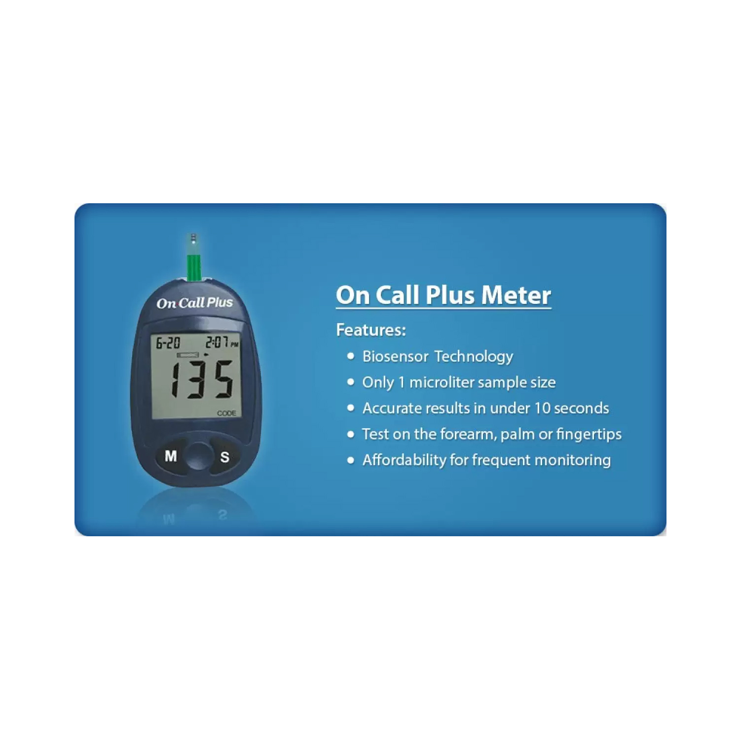 On Call Plus OCP100S Glucometer (Blue) - Cureka