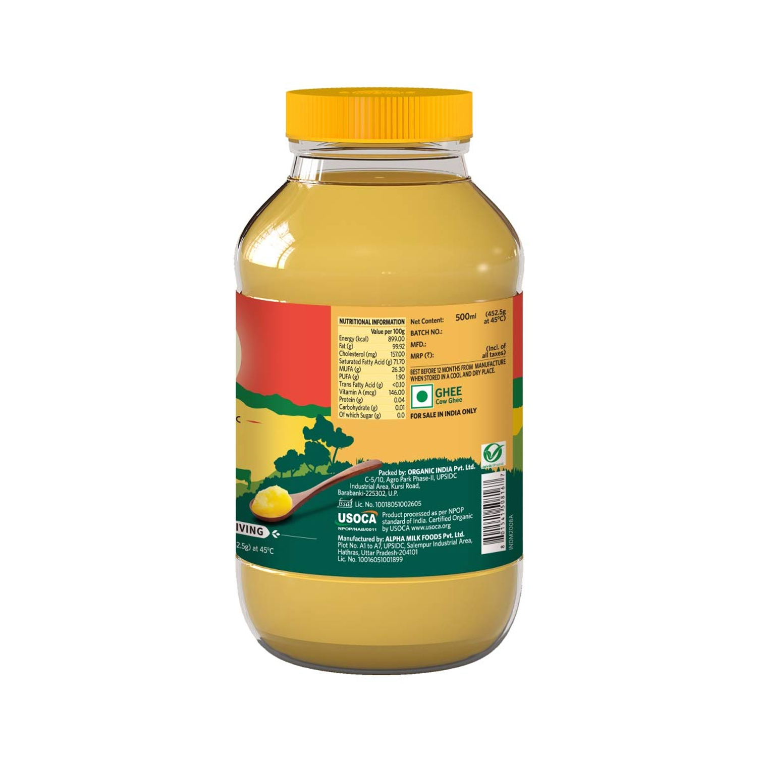 Buy Organic India Desi Ghee 500ml Online at Best Price In India - Cureka