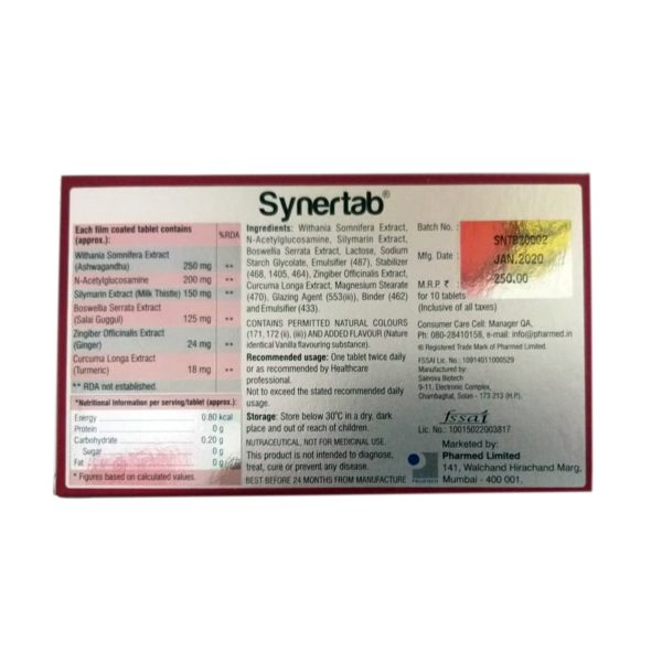 Buy Pharmed Synertab 10 Tablets Online At Best Price in India - Cureka