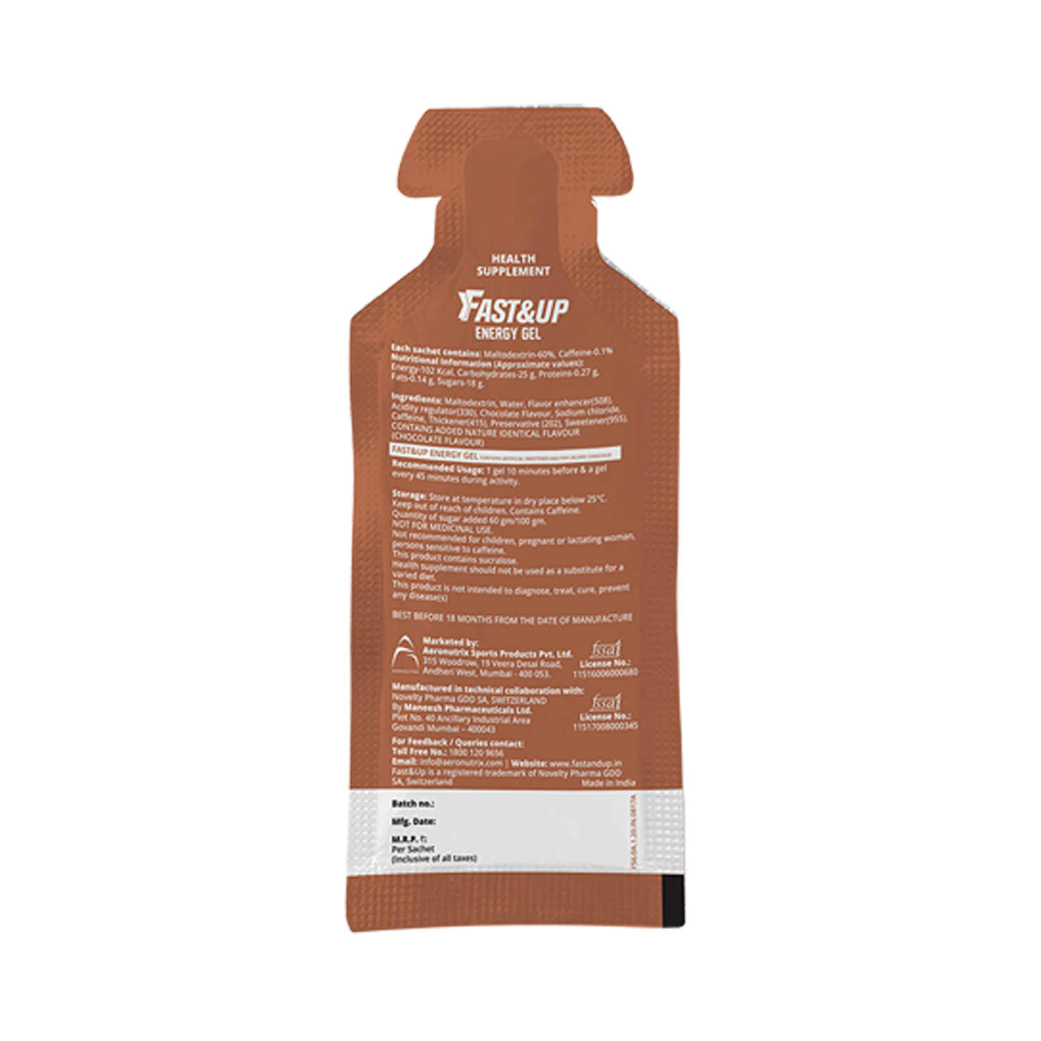 Fast & Up Energy Gel - Bundle of 5 Gels - Chocolate Flavour - Cureka ...