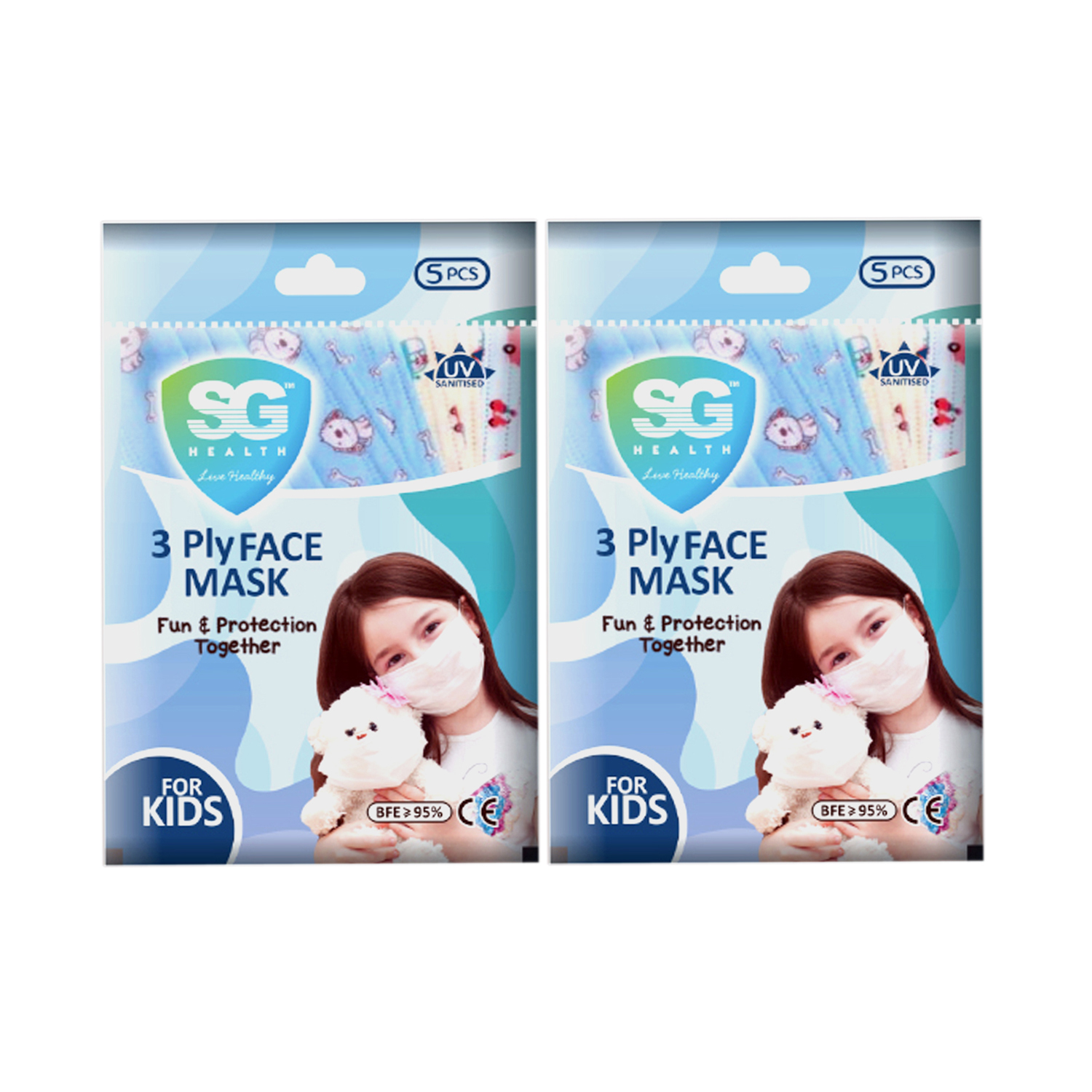 SG 3 Ply Face Mask for Kids 5 Pcs - (Pack of 2) - Cureka - Online ...