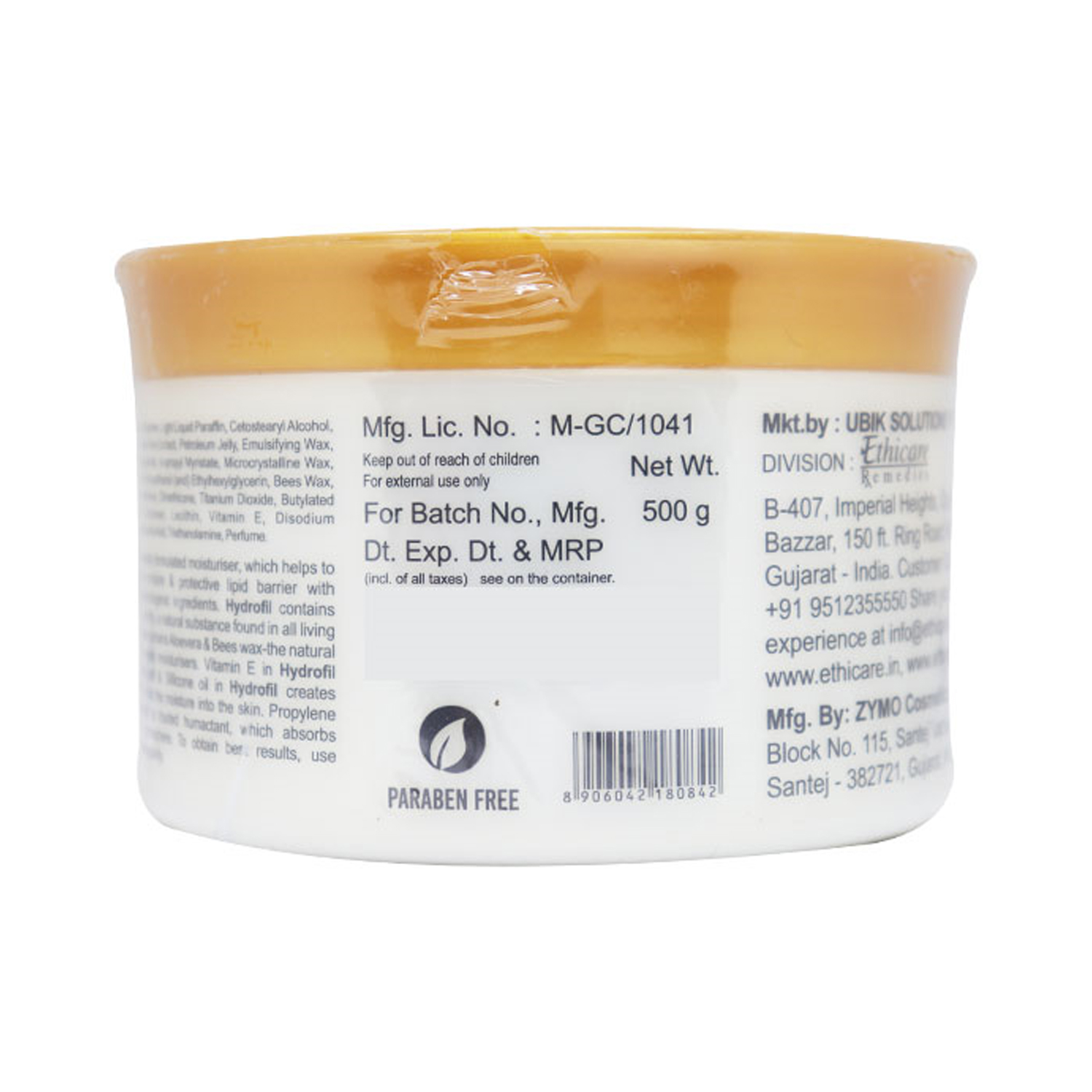 Ethicare Hydrofil Cream 500g - Cureka