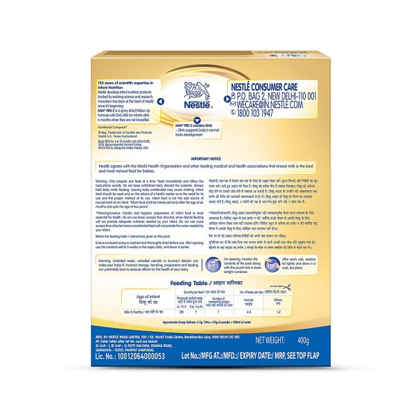 Nestle Nan Pro 2 Follow-Up Formula Powder (400gm) Rs. 678 at Best Price ...