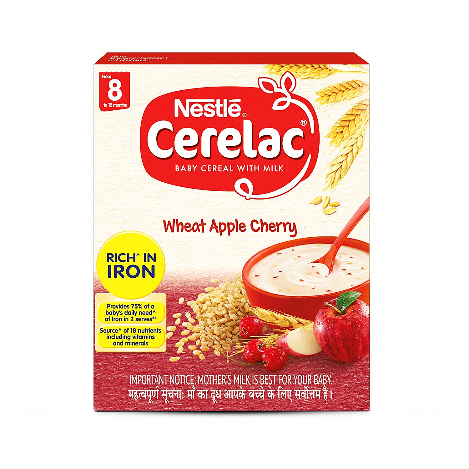 Nestle Cerelac Baby Cereal with Milk Wheat Apple Cherry 300g