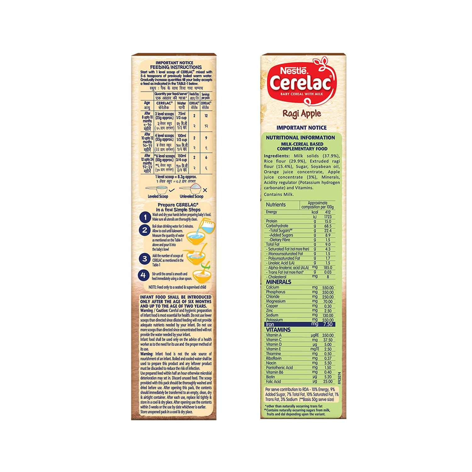 Nestle Cerelac Baby Cereal with Milk from 8 to 12 months Ragi Apple Rs ...