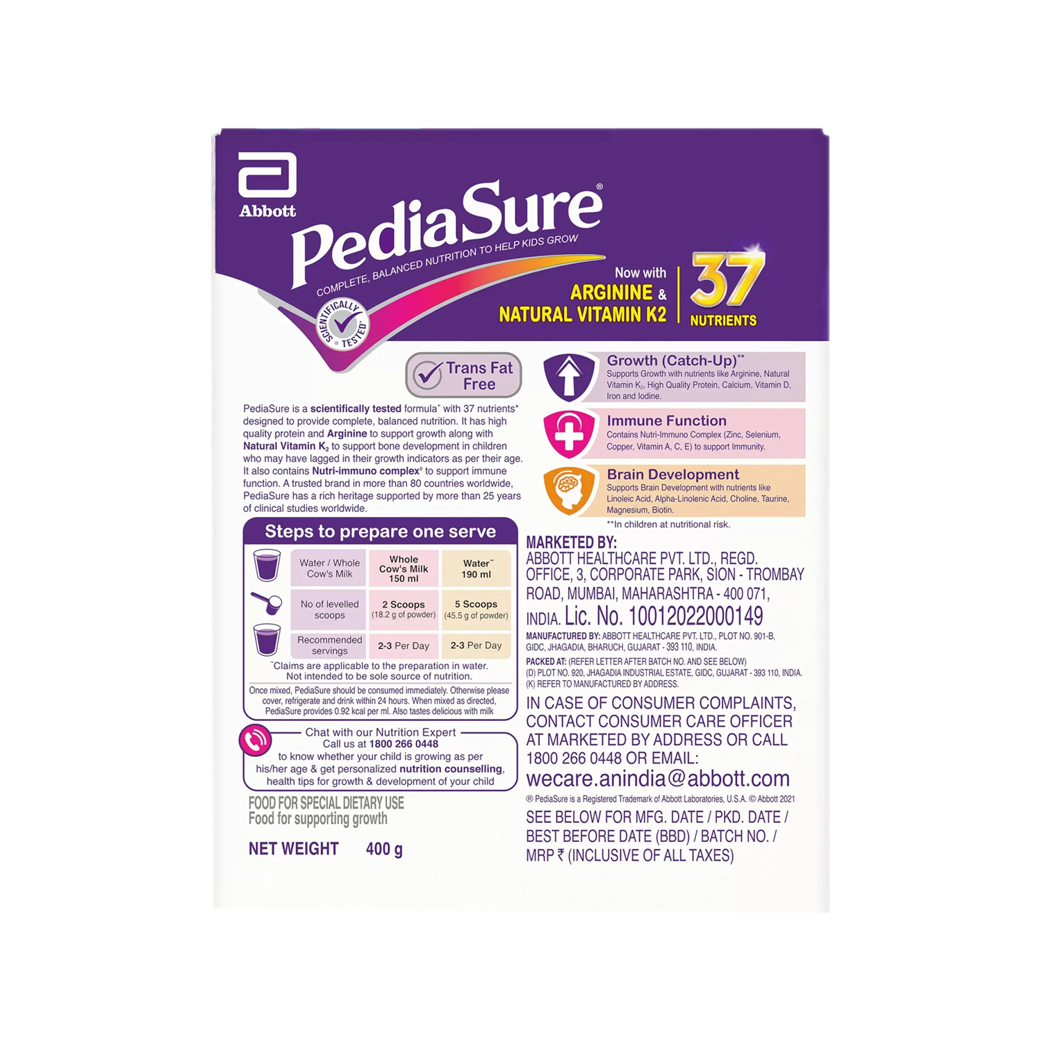 Pediasure Complete Balanced Nutrition to Help Kids Grow Box Nutrition ...