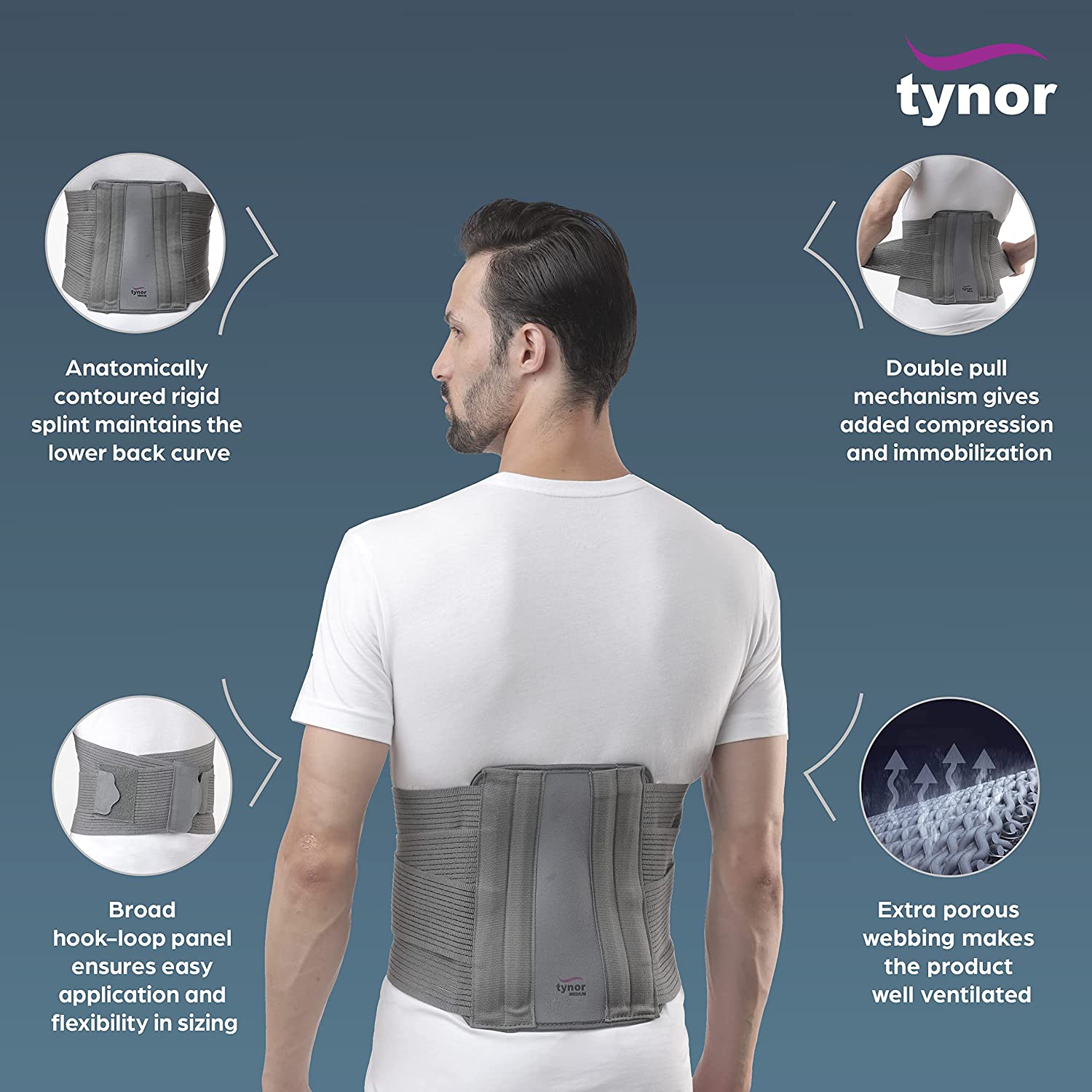 Tynor Contoured LS Support A-07 Medium Rs - 1205