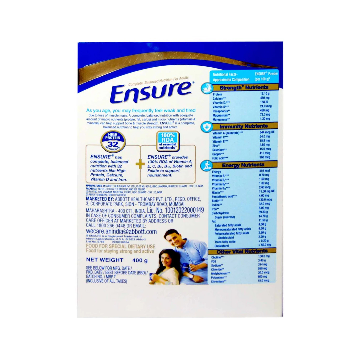 Ensure Complete Balanced Nutrition Vanilla Flavor, 400 g (Refill pack)