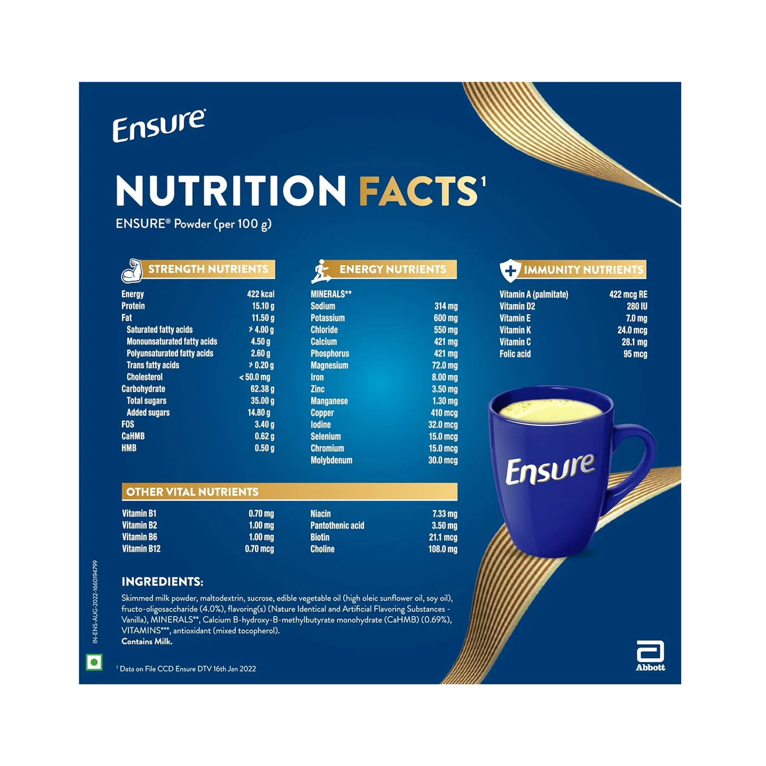 Ensure Complete Balanced Nutrition Vanilla Flavor 400g Refill Pack