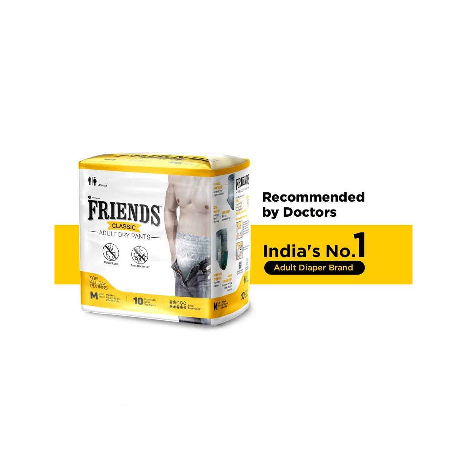 Friends Classic Adult Diapers Pant Style Medium - Cureka