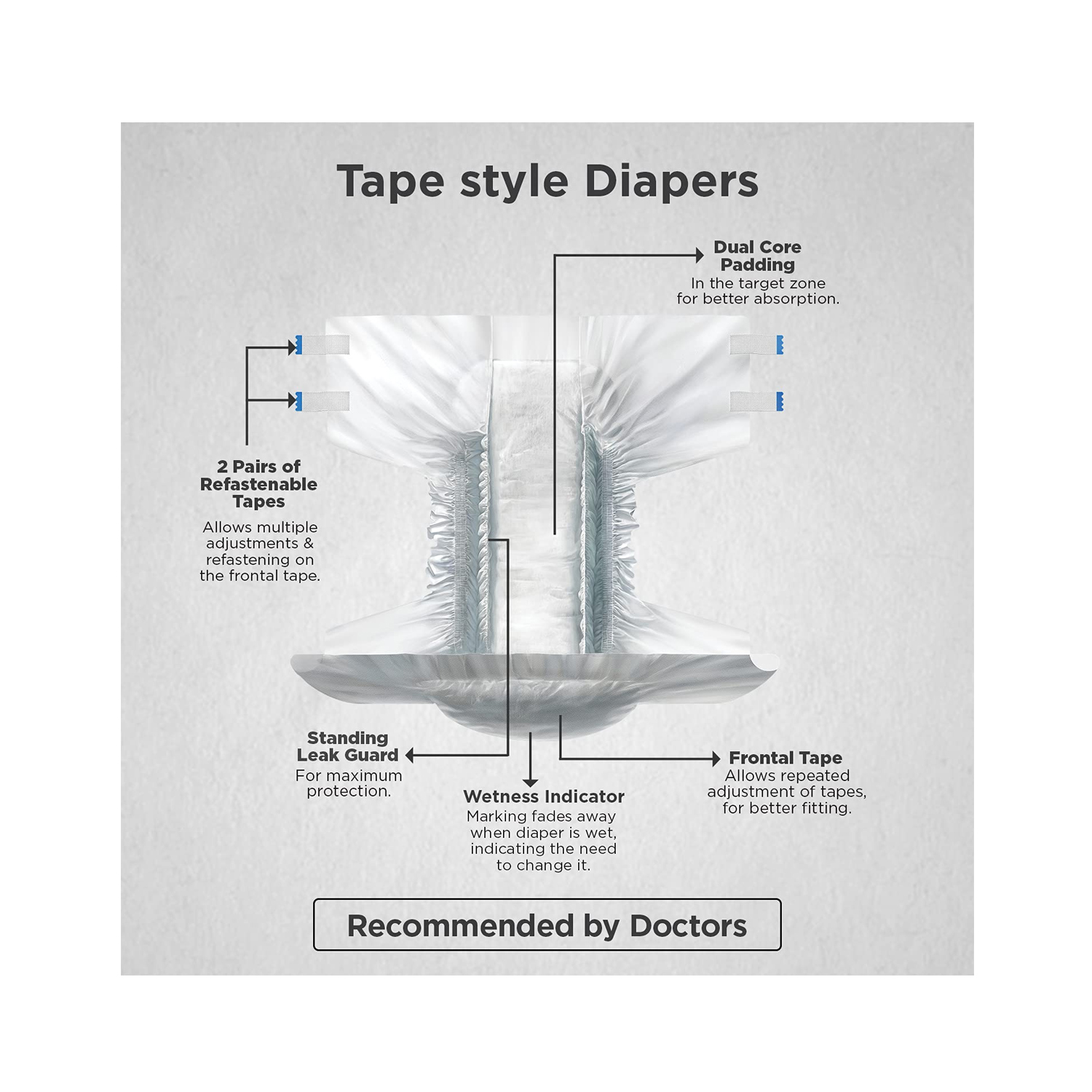 Friends Easy Adult Diapers, Tape Style, 8 Hours Protection - XL (10 ...