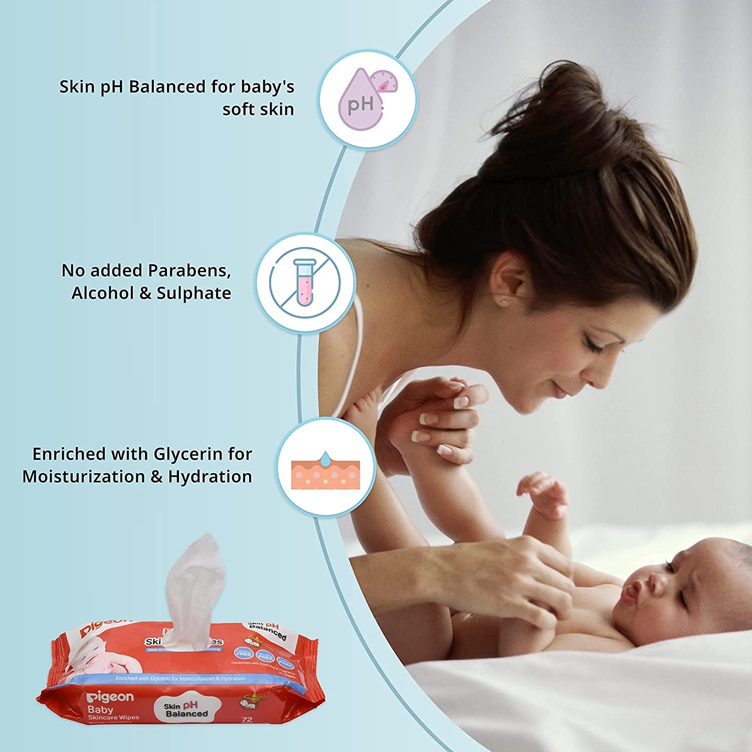 Pigeon Baby Skin Care Wipes 72s