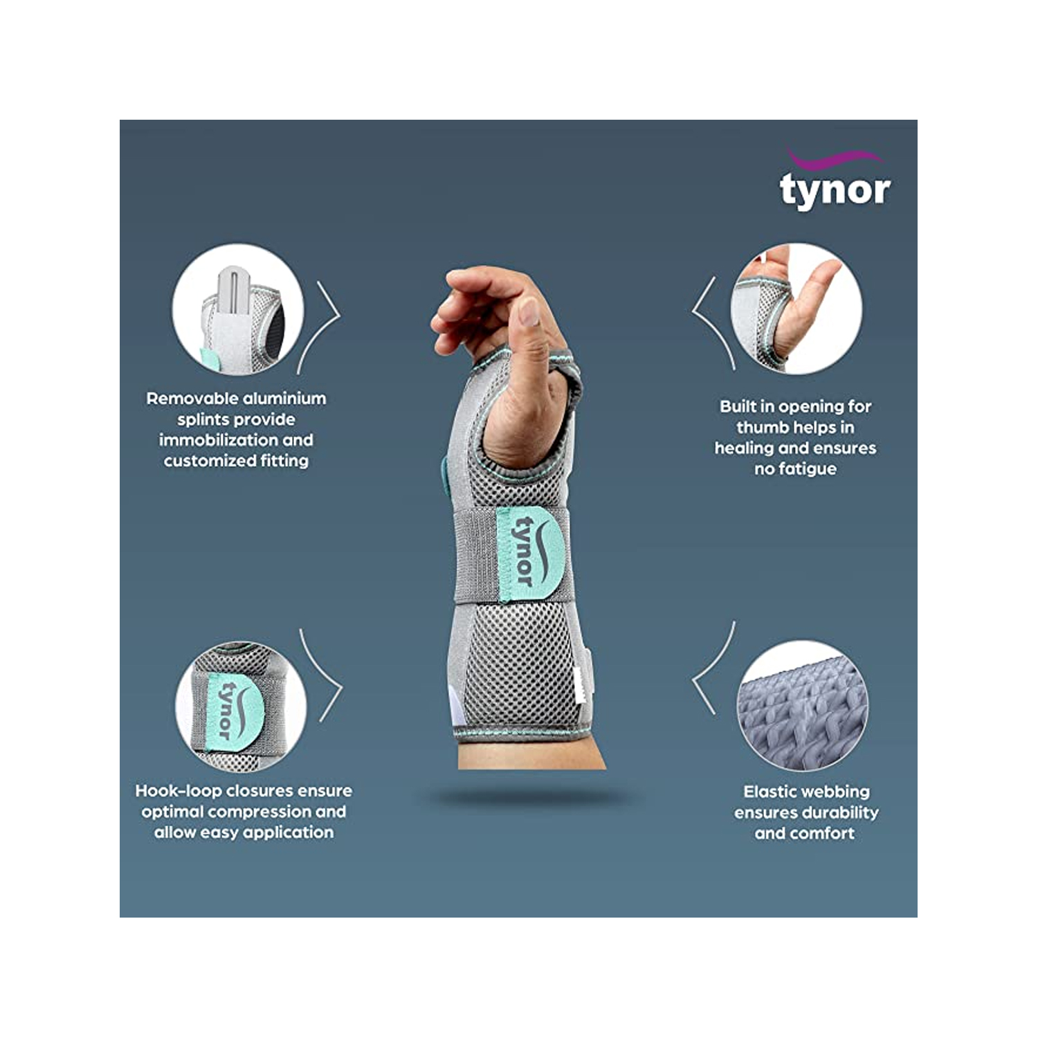 Tynor Wrist & Forearm Splint Right E-03 Medium - Cureka