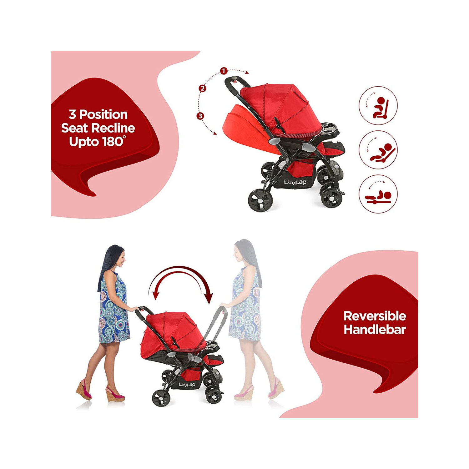 Buy Luvlap Galaxy Stroller Red and Black - Cureka