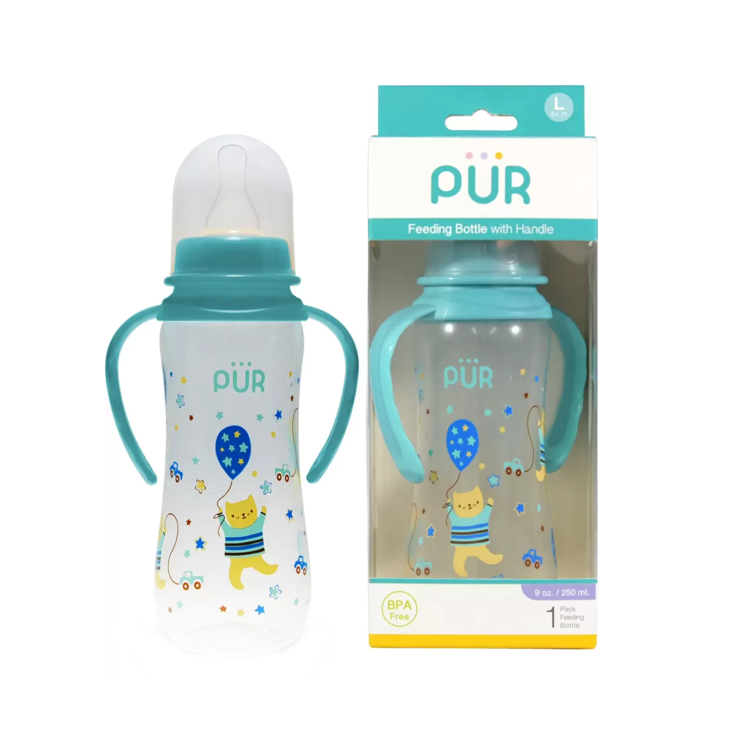 PUR Shaped Bottle with Handle 250ml Blue