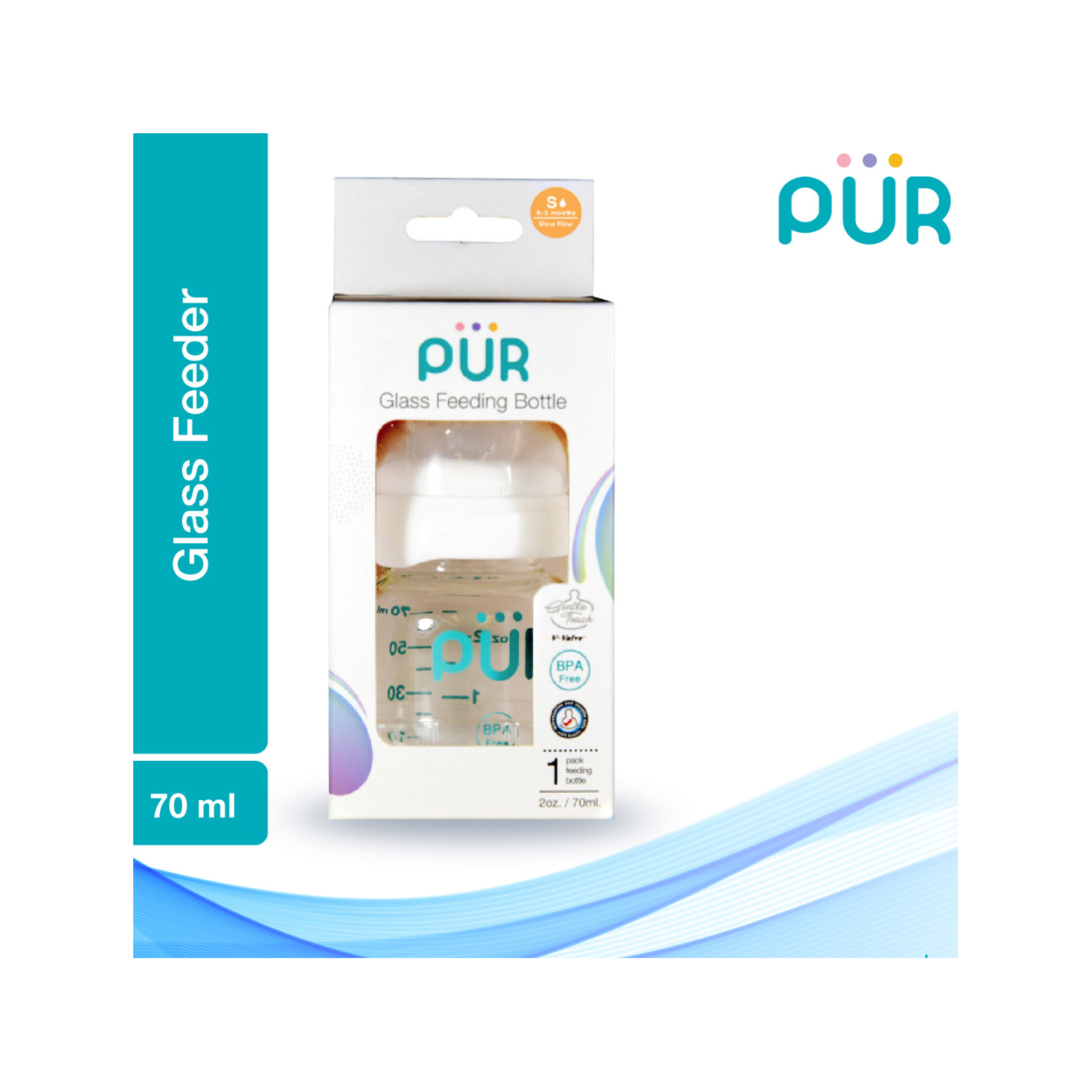 Buy Pur Glass Feeding Bottle 70ml - Cureka