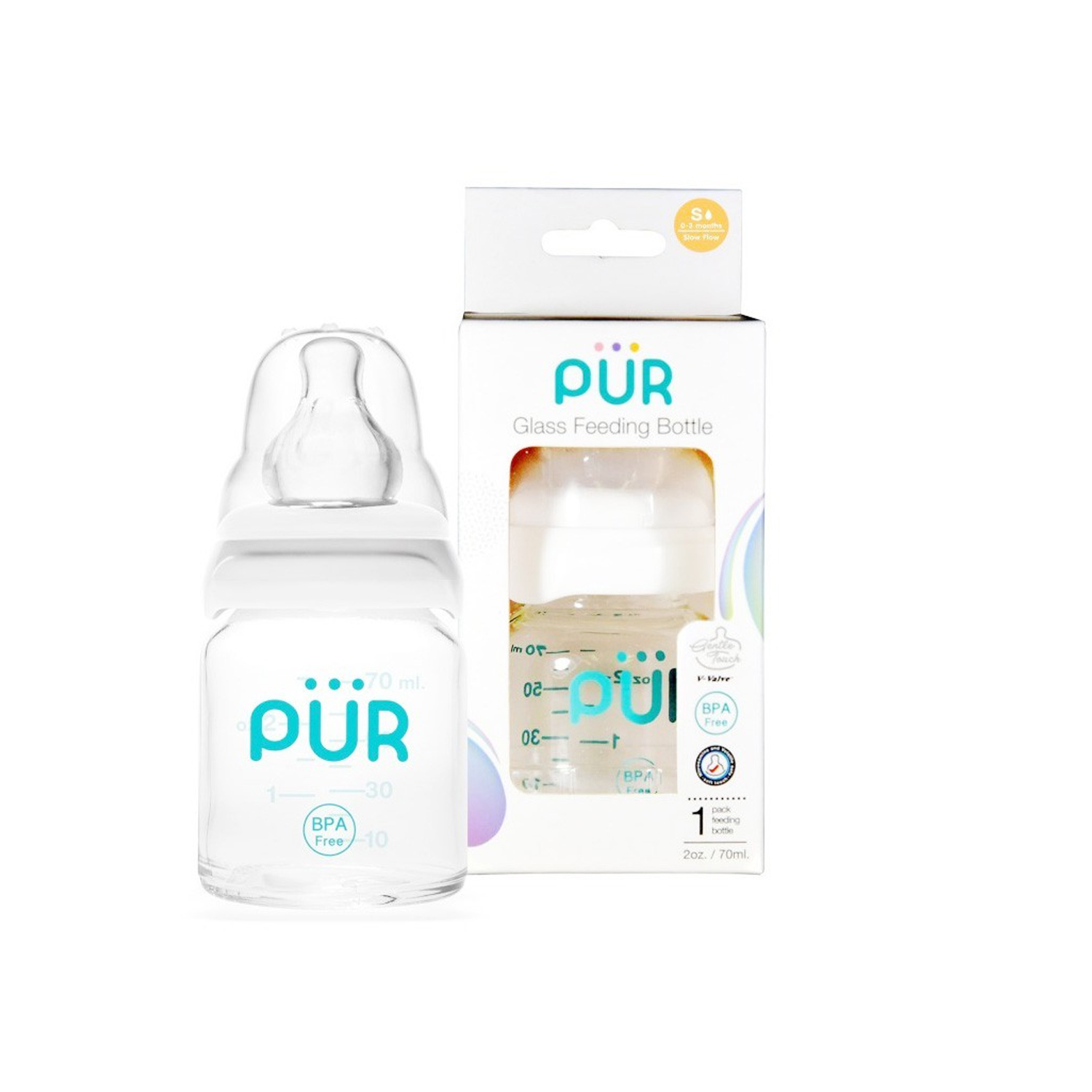 Buy Pur Glass Feeding Bottle 70ml - Cureka