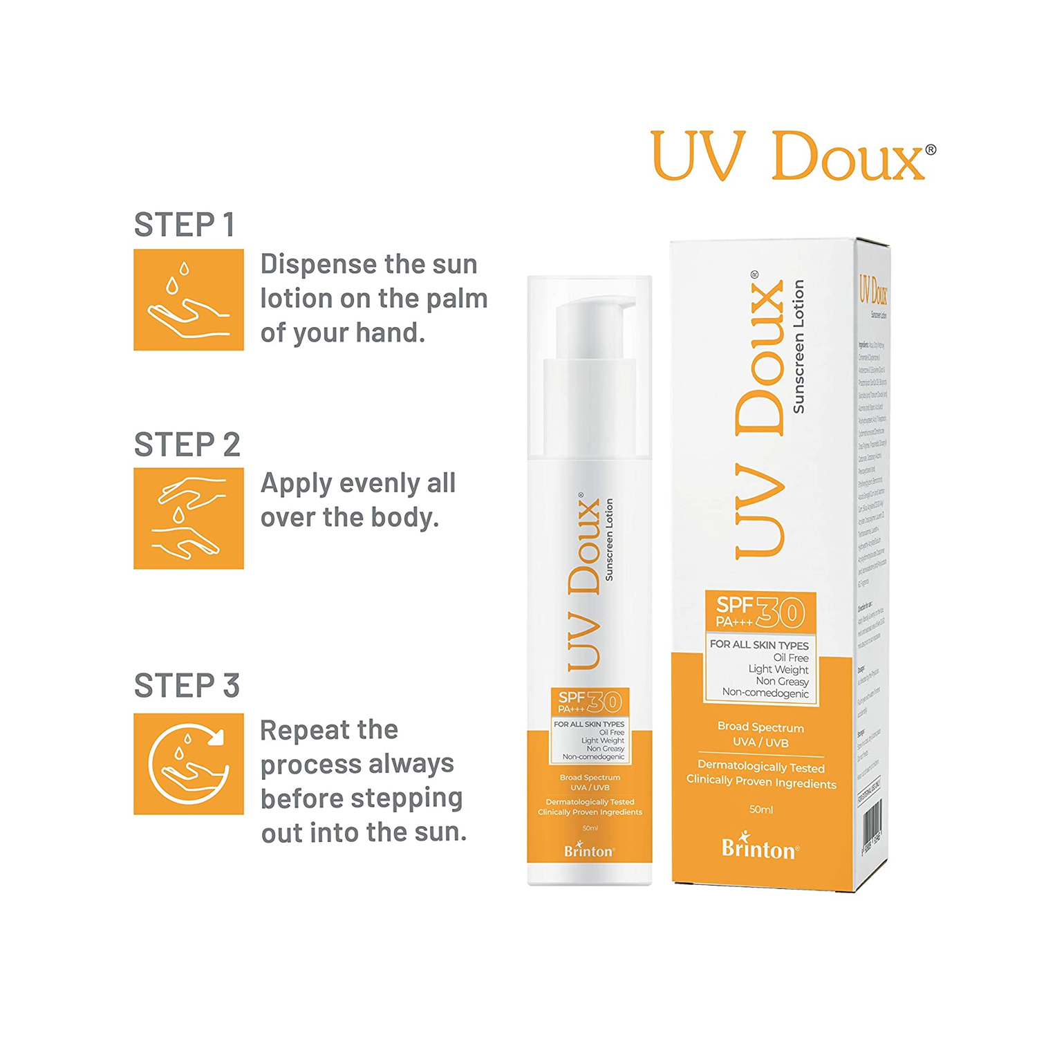 UV Doux Sunscreen Lotion SPF 30 50ml - Cureka