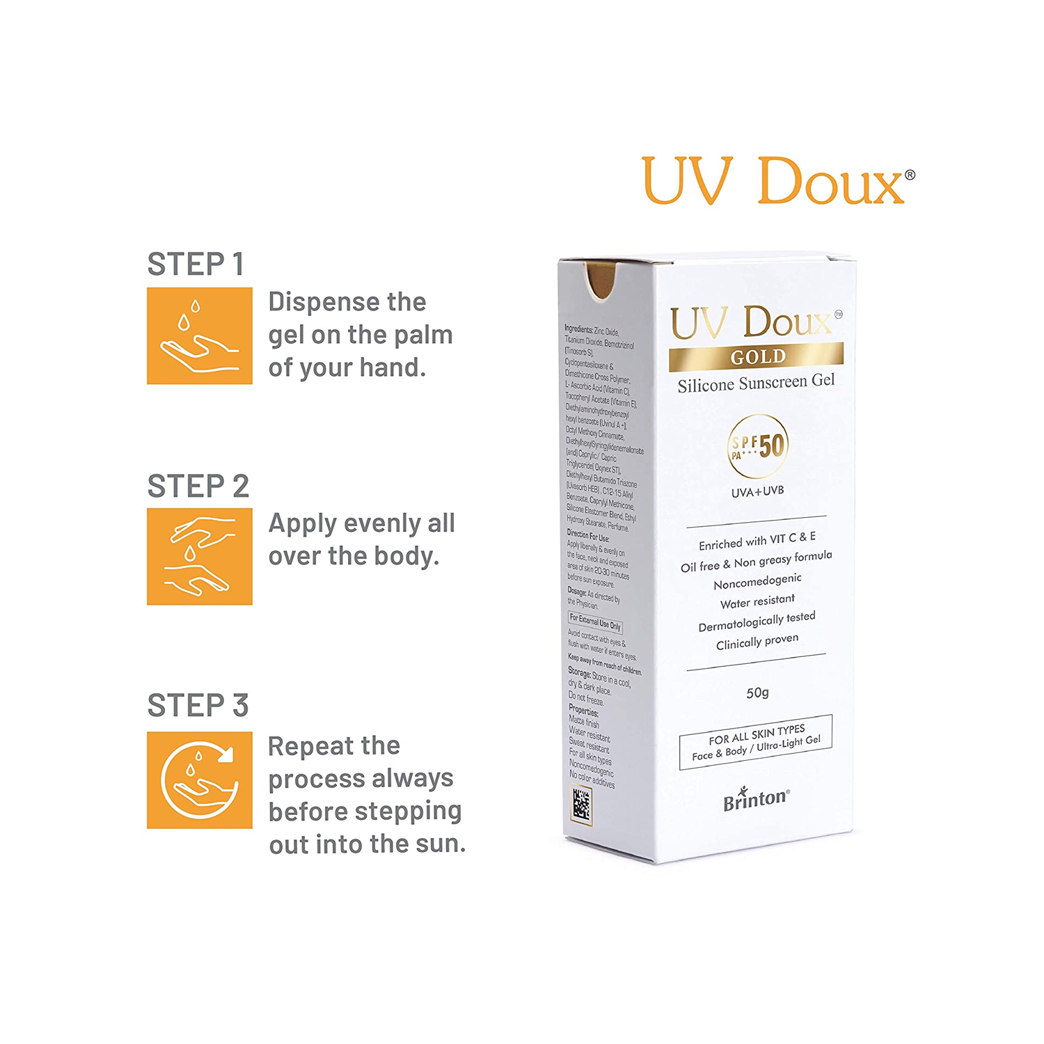 UV Doux Gold Anti-aging Sunscreen Gel SPF 50 - Cureka