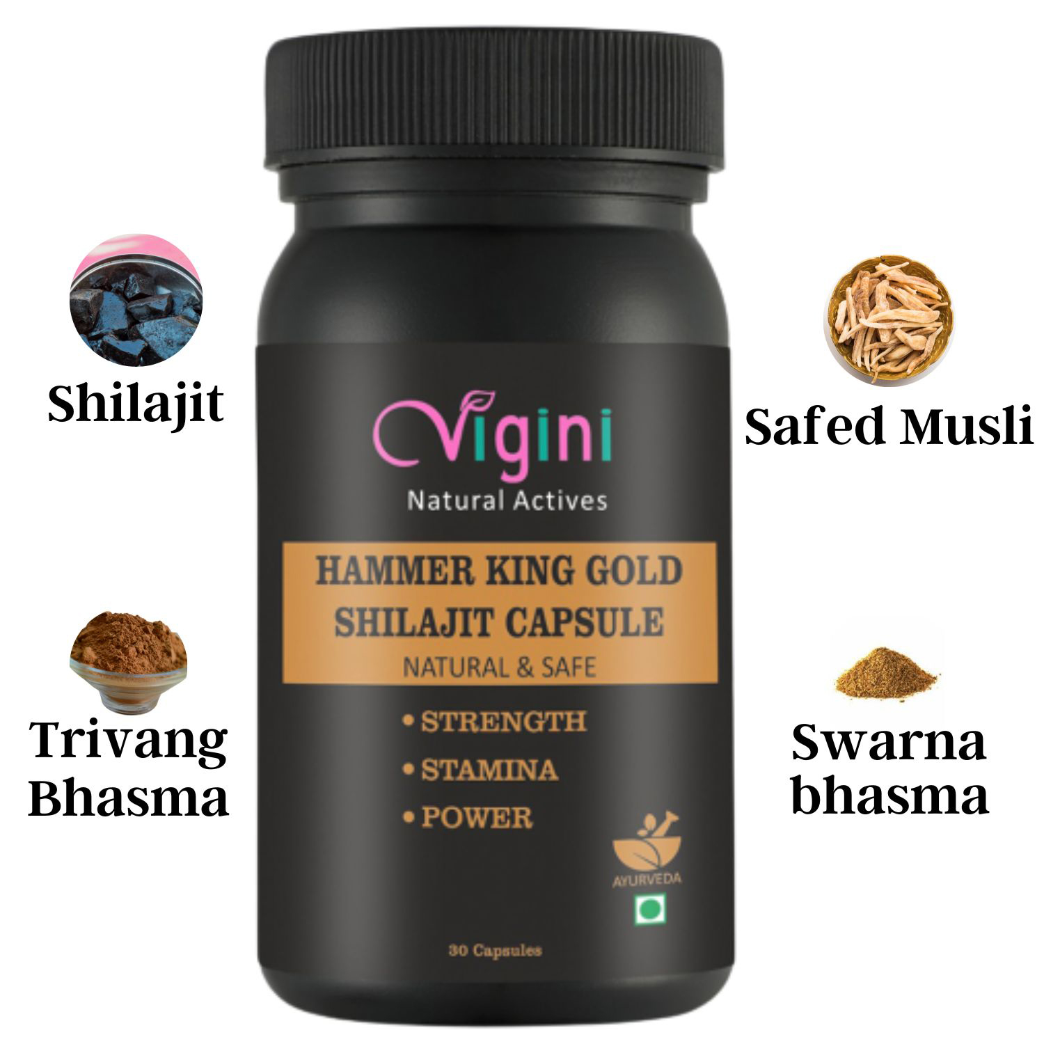 BUY Vigini Hammer King Gold Shilajit Capsules (30 capsules) and GET ...