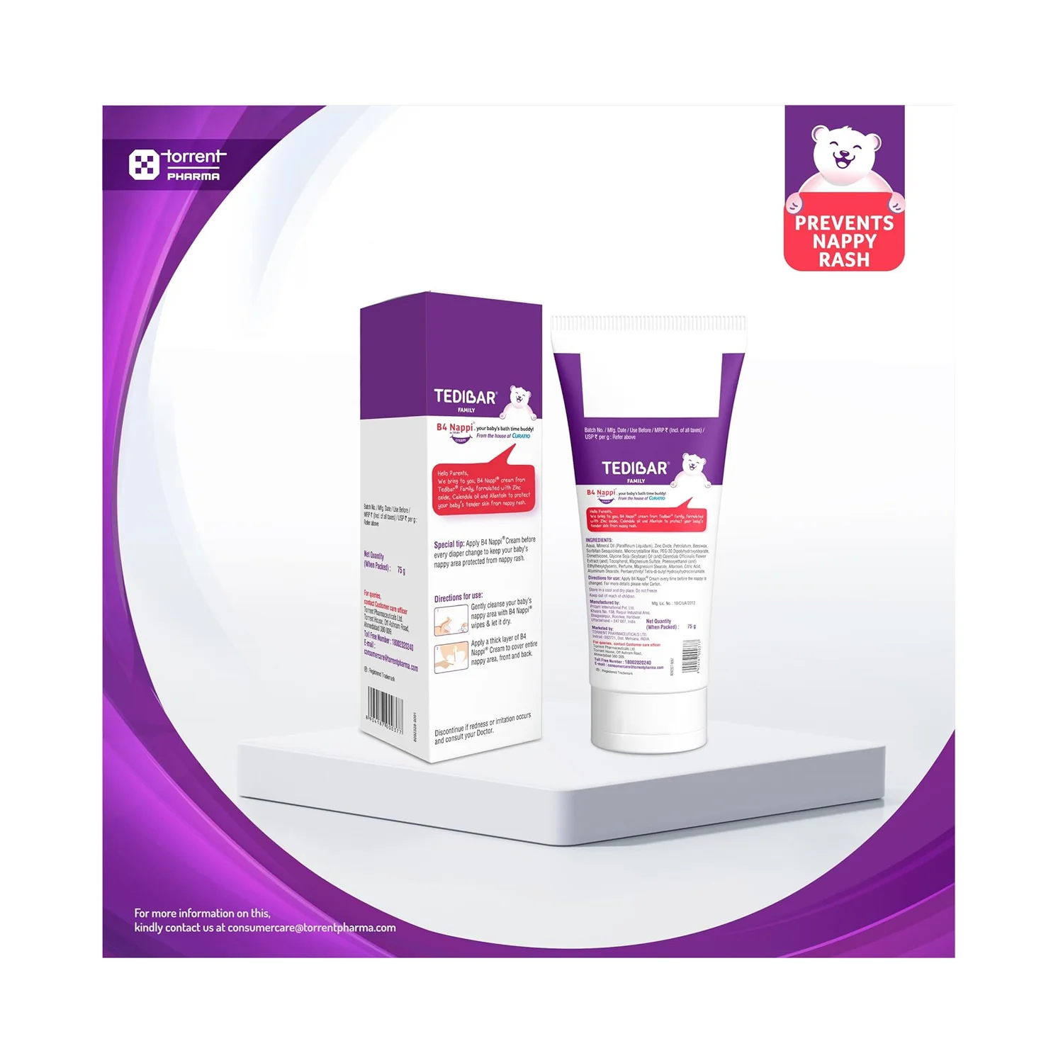 Torrent B4 Nappi Diaper Rash Cream 75g - Cureka