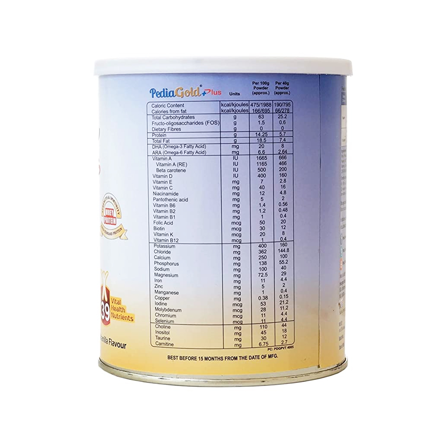 Pedia Gold Plus Vanilla Nutrition Drink Tin of 400g - Cureka