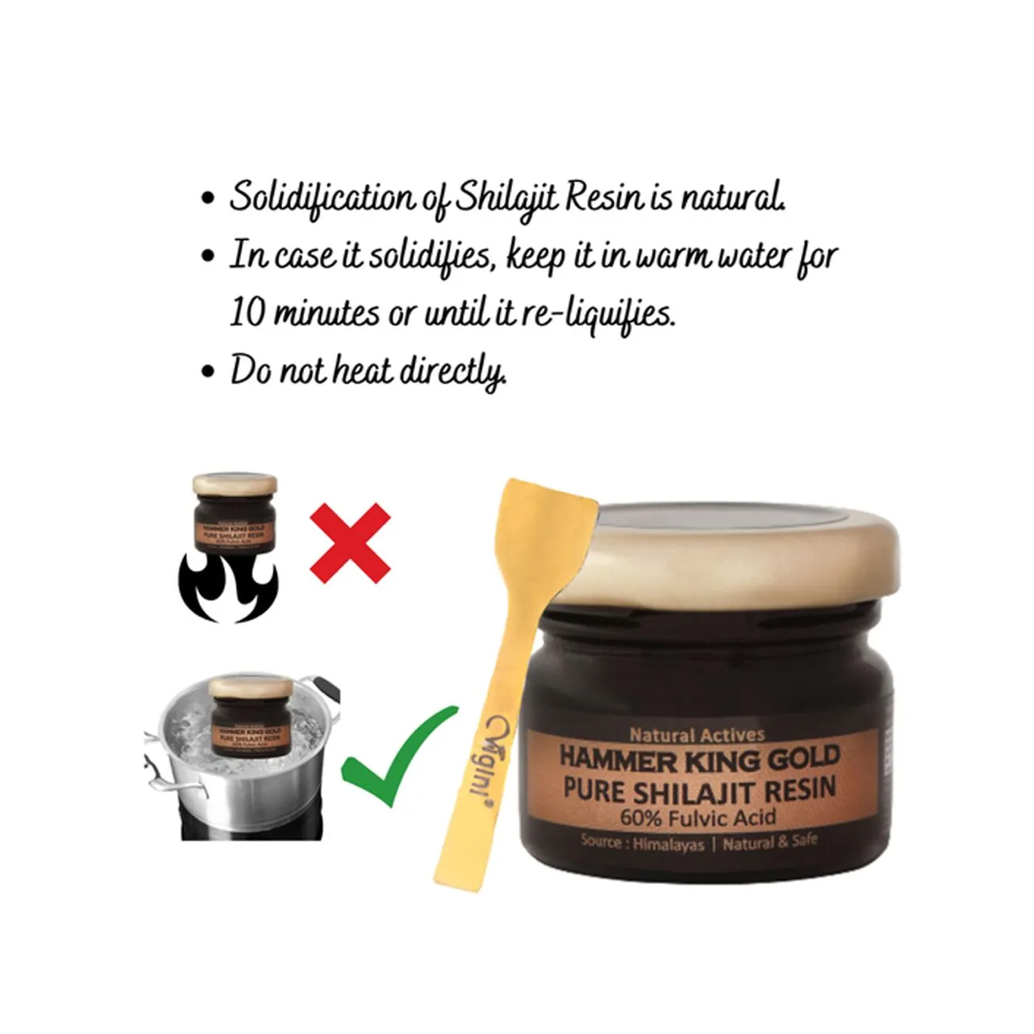 Vigini Hammer King Gold Pure Shilajit Resin 60% Fulvic Acid 20g ...