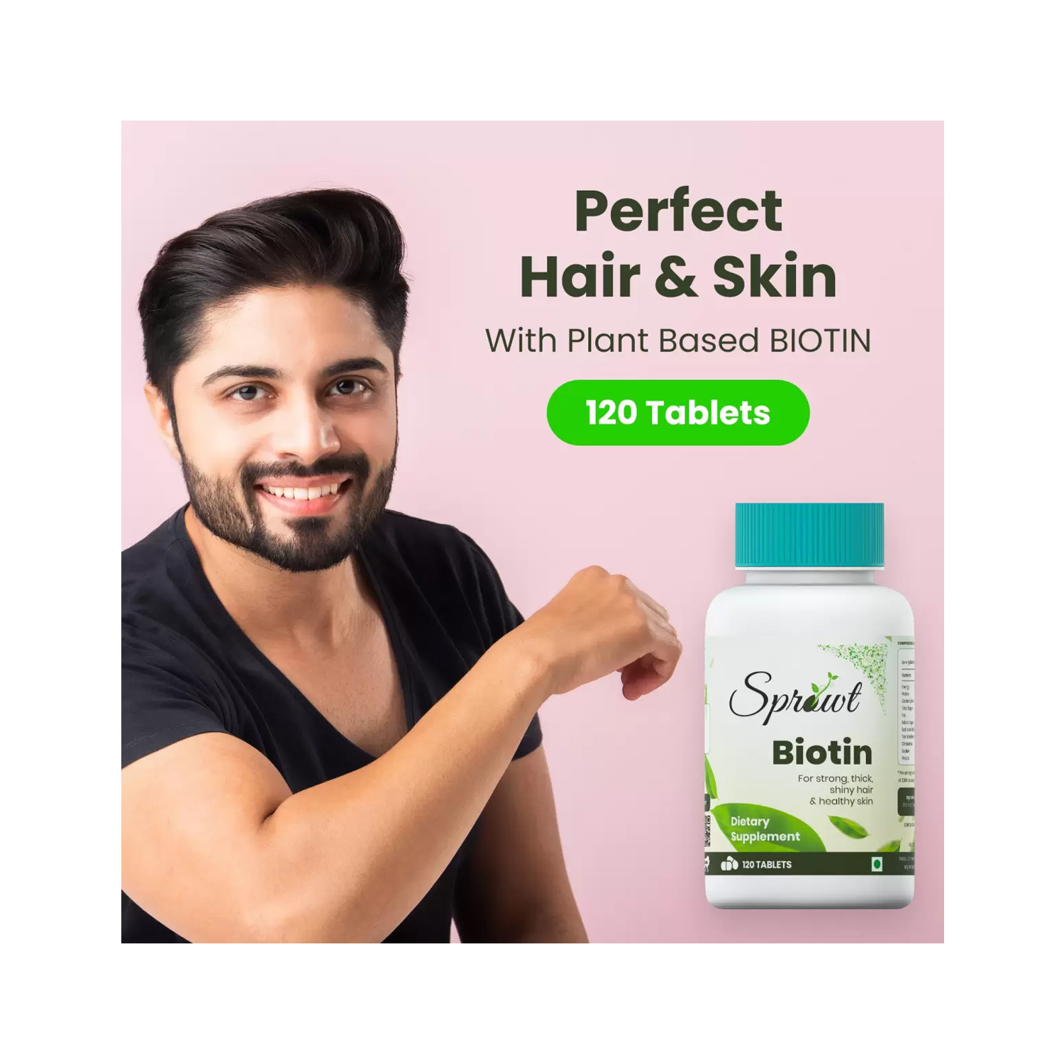 Sprowt Plant Based Hair Growth Biotin Tablets (10000mcg) for Strong ...