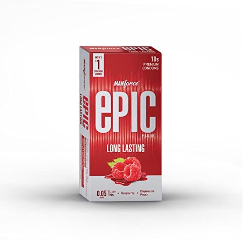 Manforce Epic Condoms Raspberry Flavour 10 Condoms in 1 Pack
