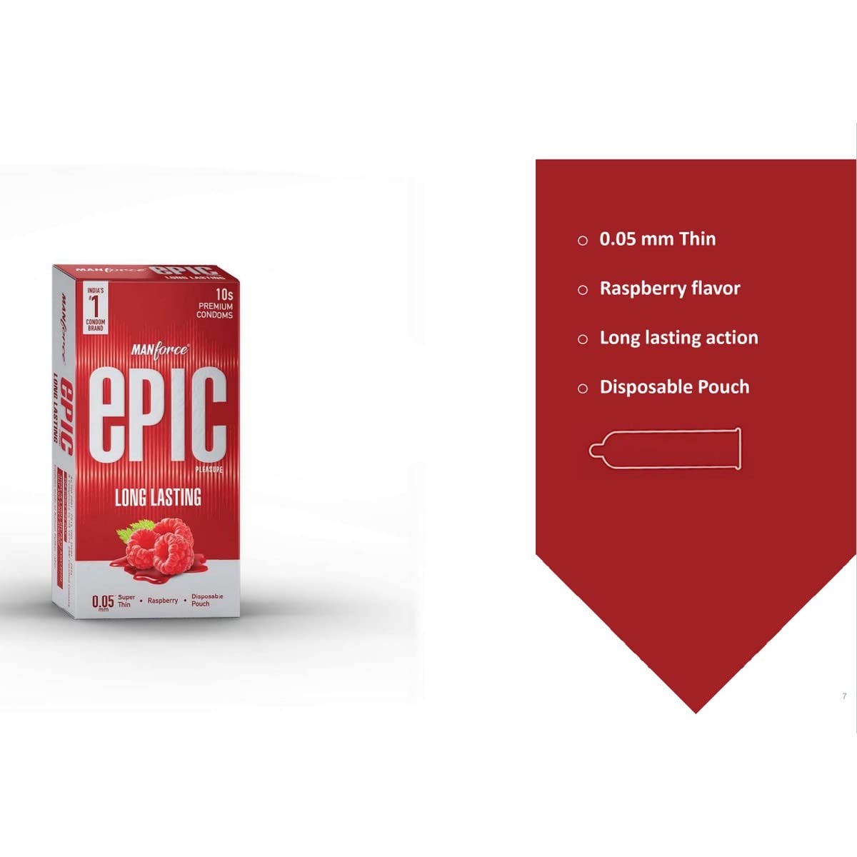 Manforce Epic Condoms Raspberry Flavour 10 Condoms in 1 Pack