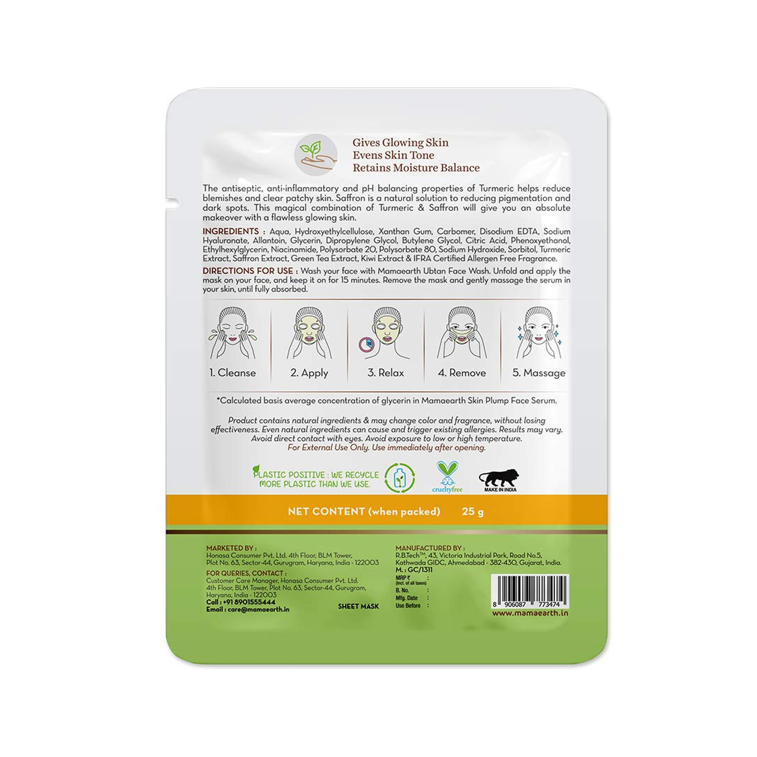 Mamaearth Ubtan Bamboo Sheet Mask (25gm) - Cureka - Online Health Care ...