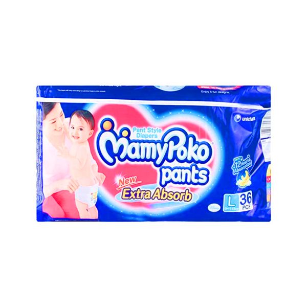 MamyPoko Extra Absorb Diaper Pant Style (Fits Baby with 9-14 kg weight) Large, 36 Diapers
