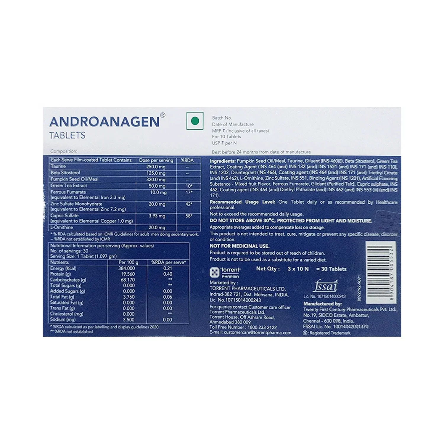 Buy Androanagen Tablet Online - Cureka