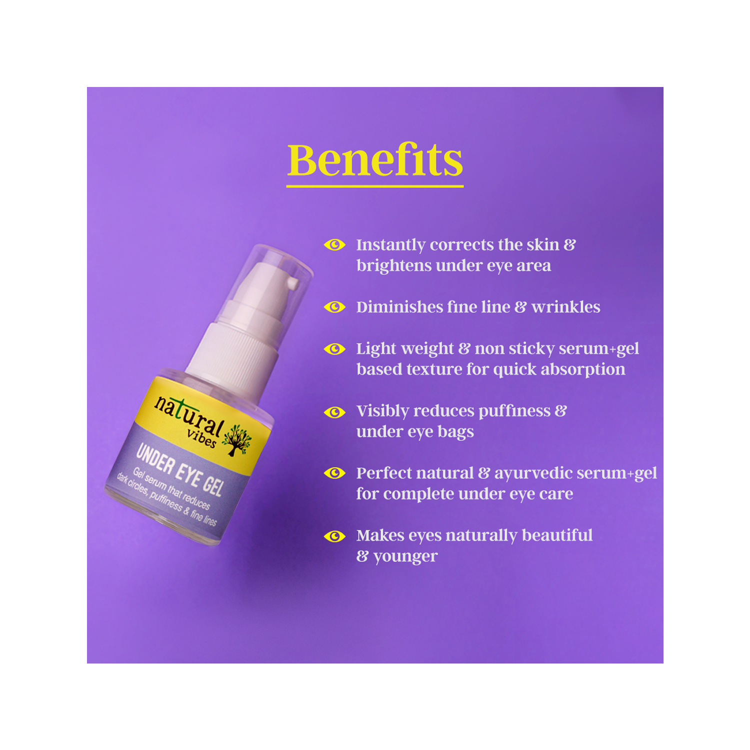 Natural Vibes Under Eye Gel Serum - Reduces Dark Circles & Puffiness ...