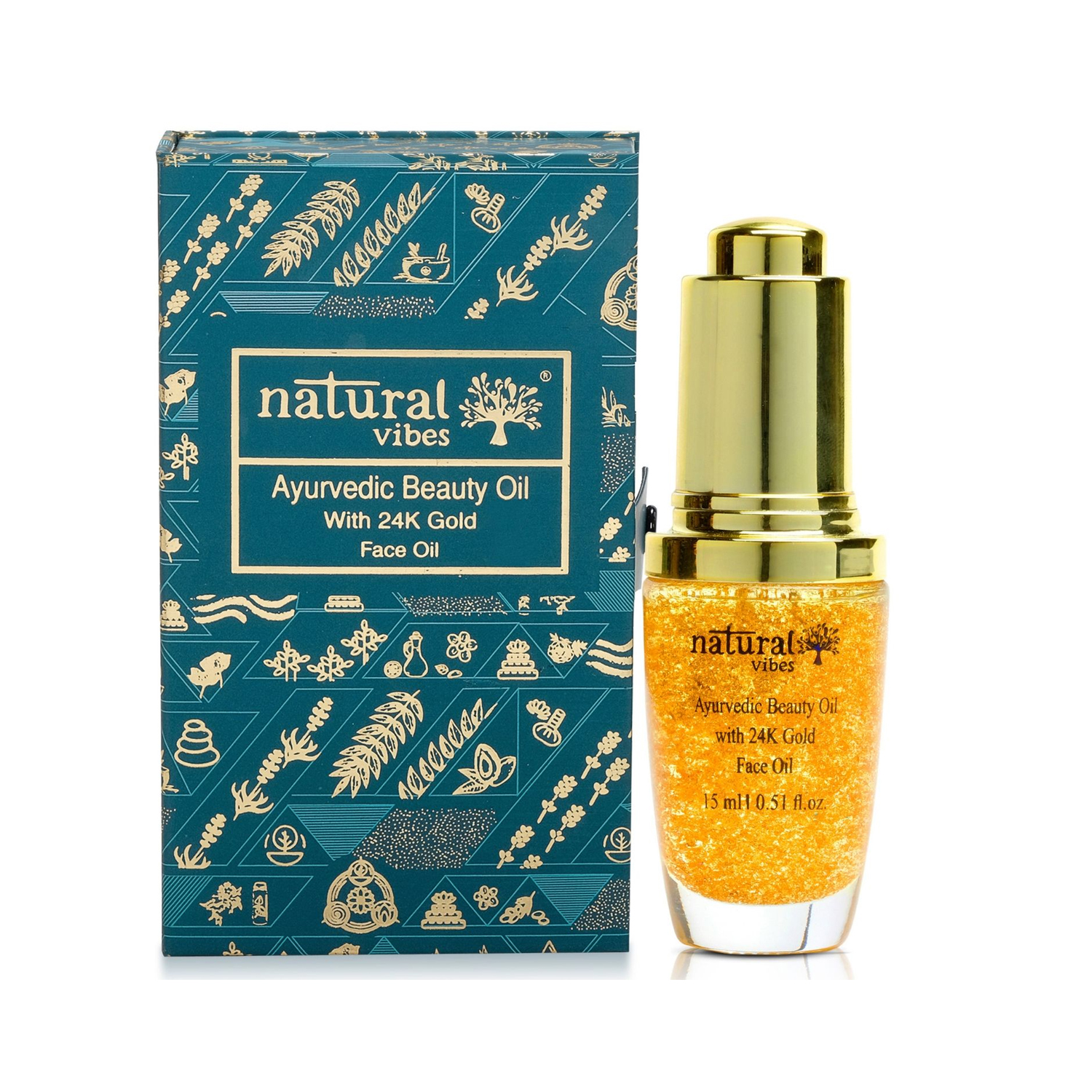 Natural Vibes Gold Beauty Oil - Elixir For Face Lips Neck and Peaceful ...