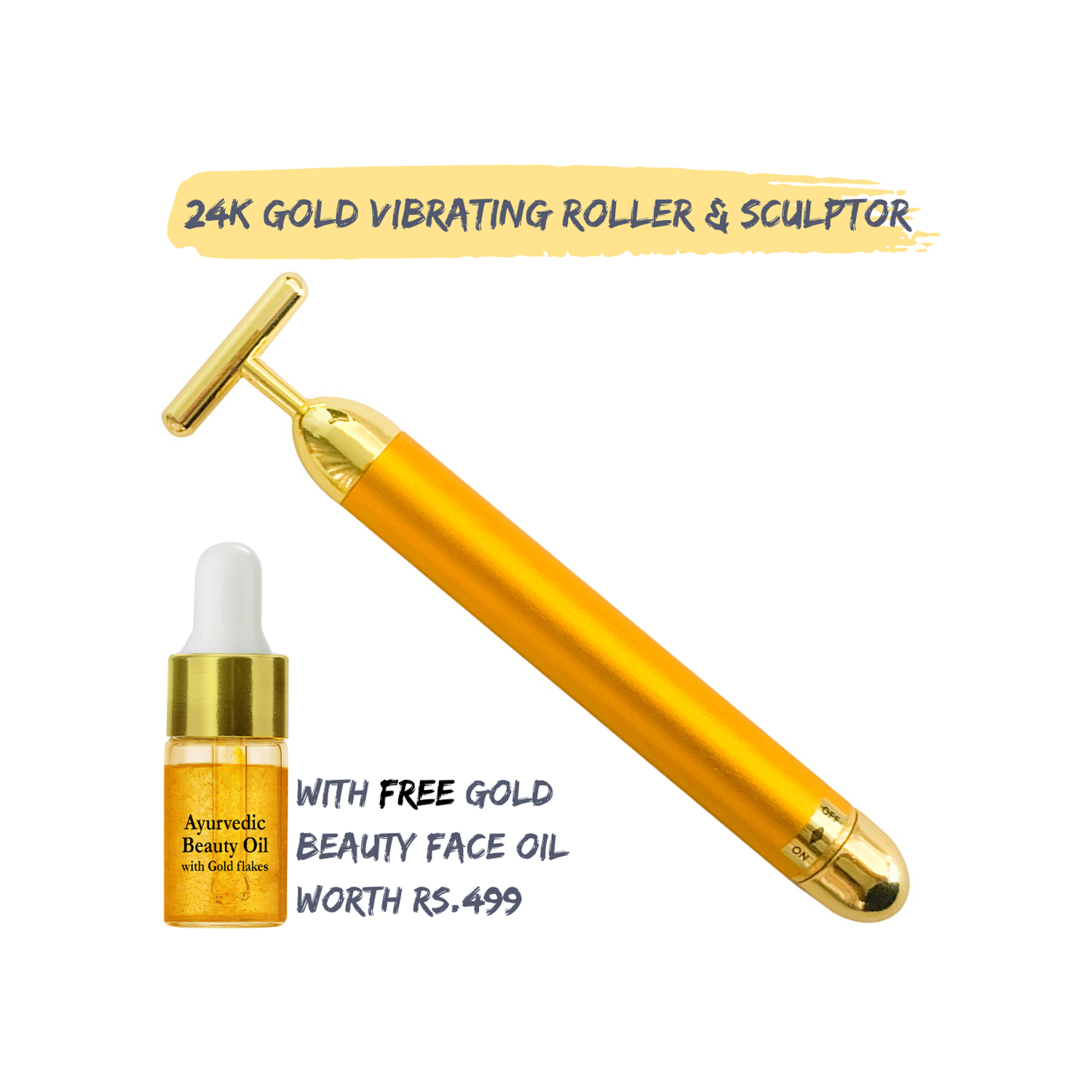 Natural Vibes 24k Gold Vibrating Face Roller & Sculptor with FREE Gold ...