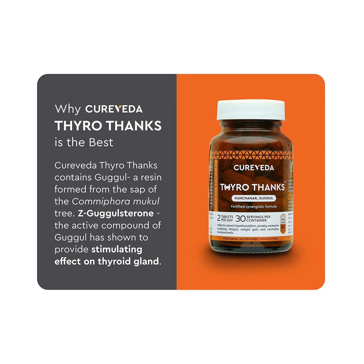 Cureveda Thyrothanks Tablets (60 Veg Tablets) | Thyroid care tablet