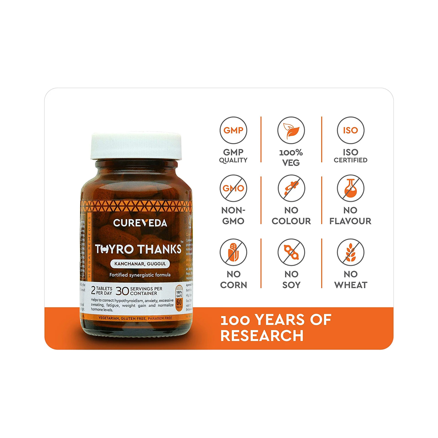 Cureveda Thyrothanks Tablets (60 Veg Tablets) | Thyroid care tablet
