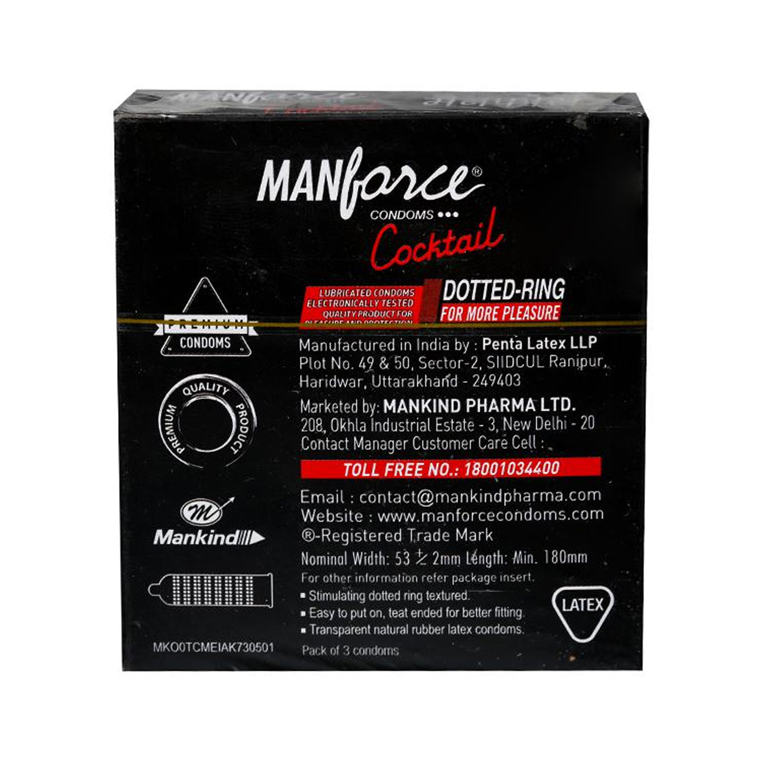 Manforce Cocktail Strawberry Vanilla Condom 3 in 1 pack of 4