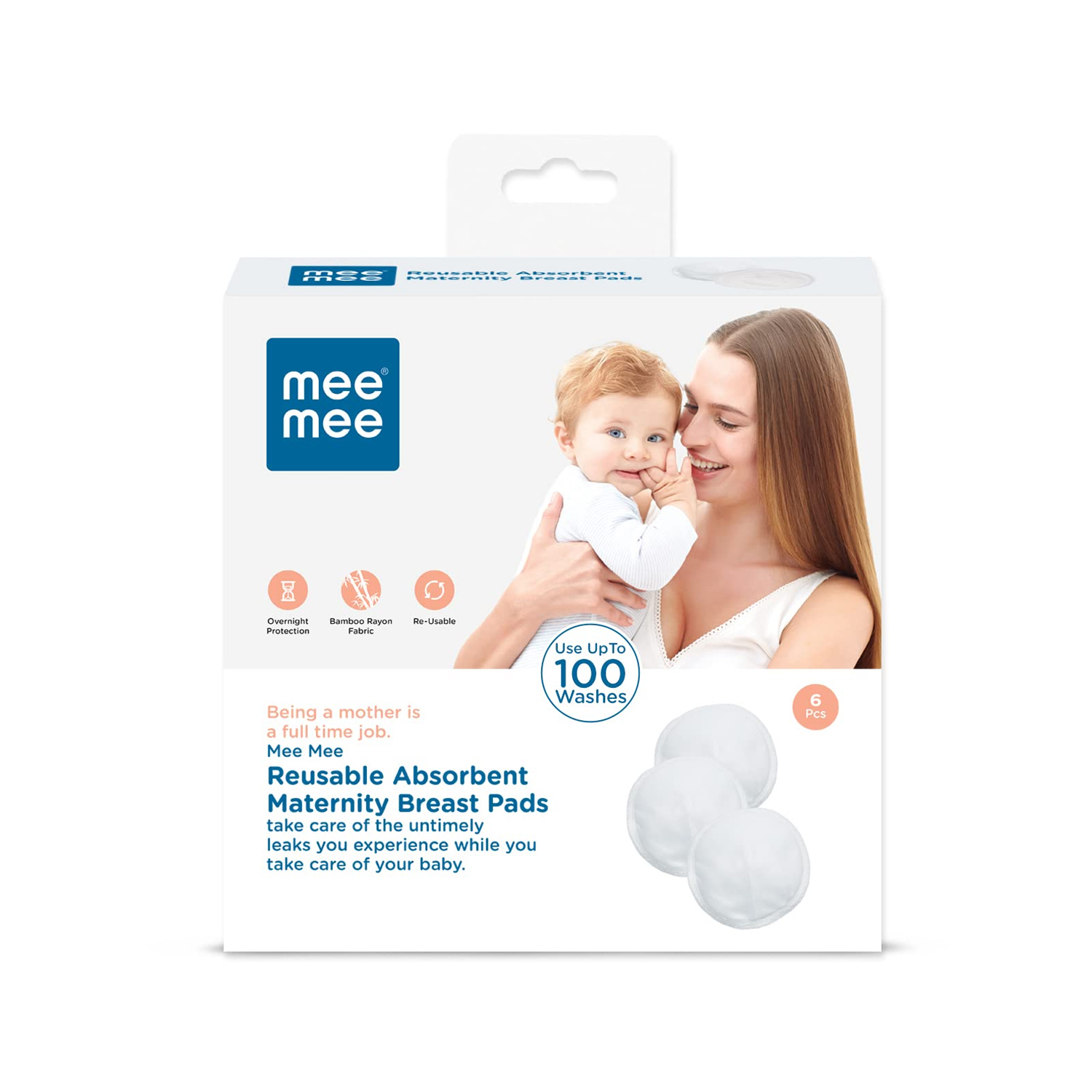 Mee Mee Reusable Absorbent Maternity Breast Pads- Bamboo Rayon Fabric ...