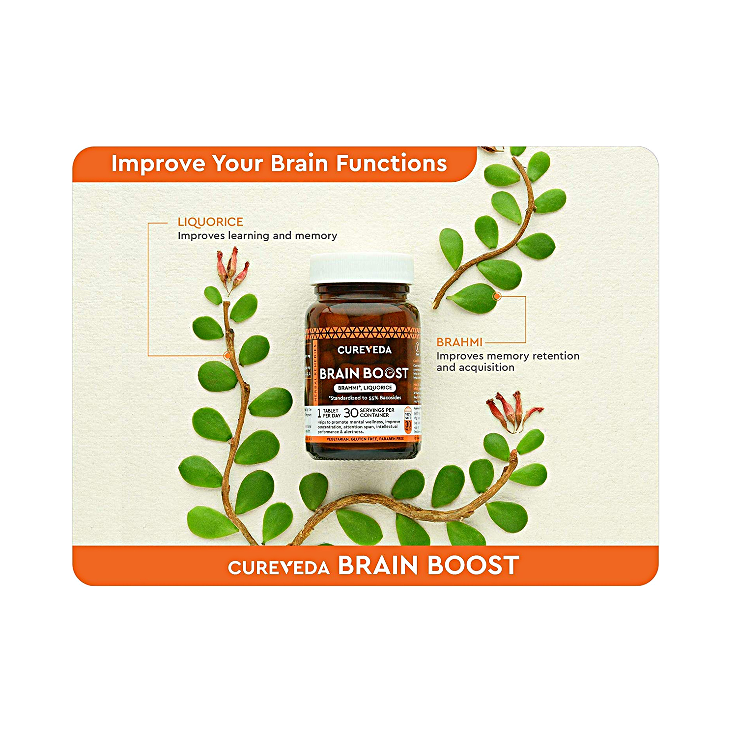 Cureveda Brain Boost (30 Veg Tablets) - Cureka - Online Health Care ...