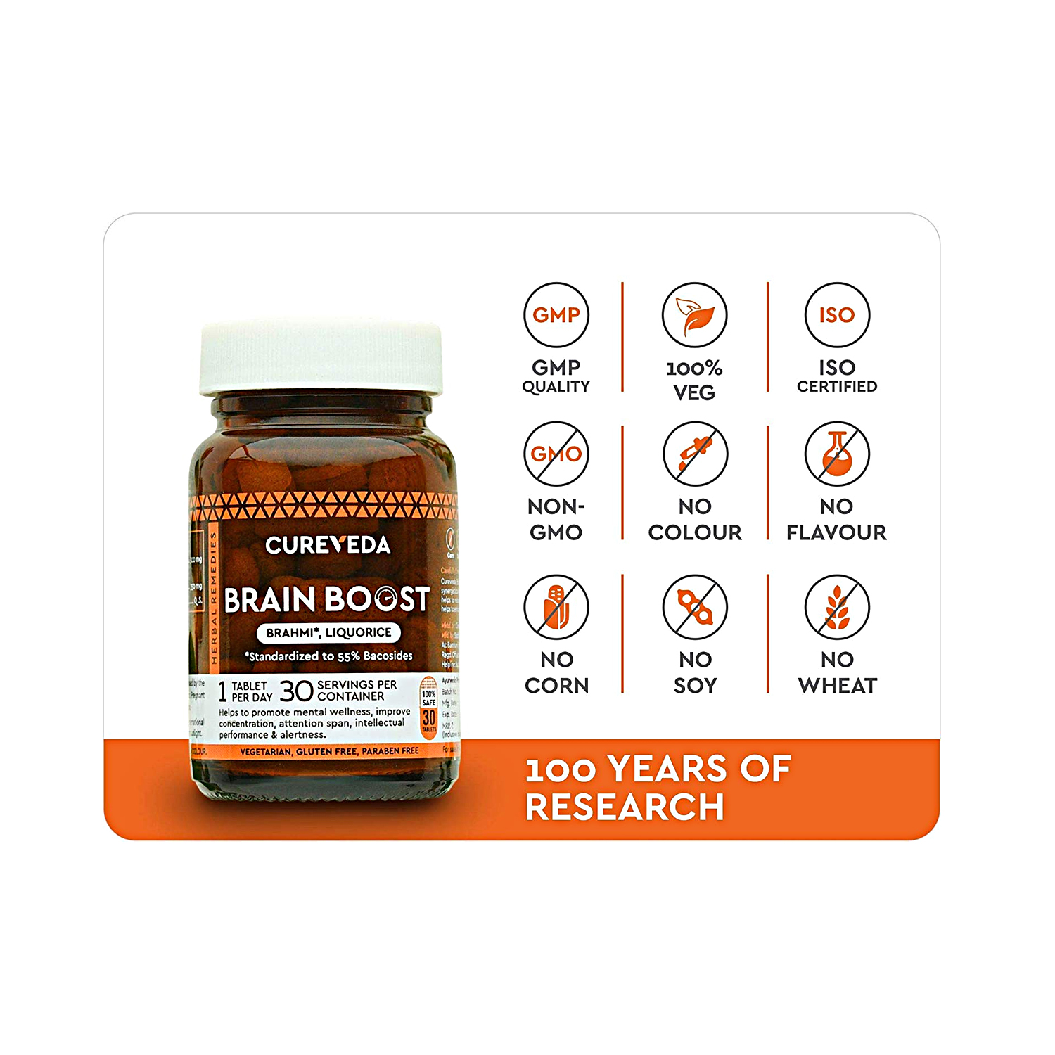 Cureveda Brain Boost (30 Veg Tablets) - Cureka - Online Health Care ...