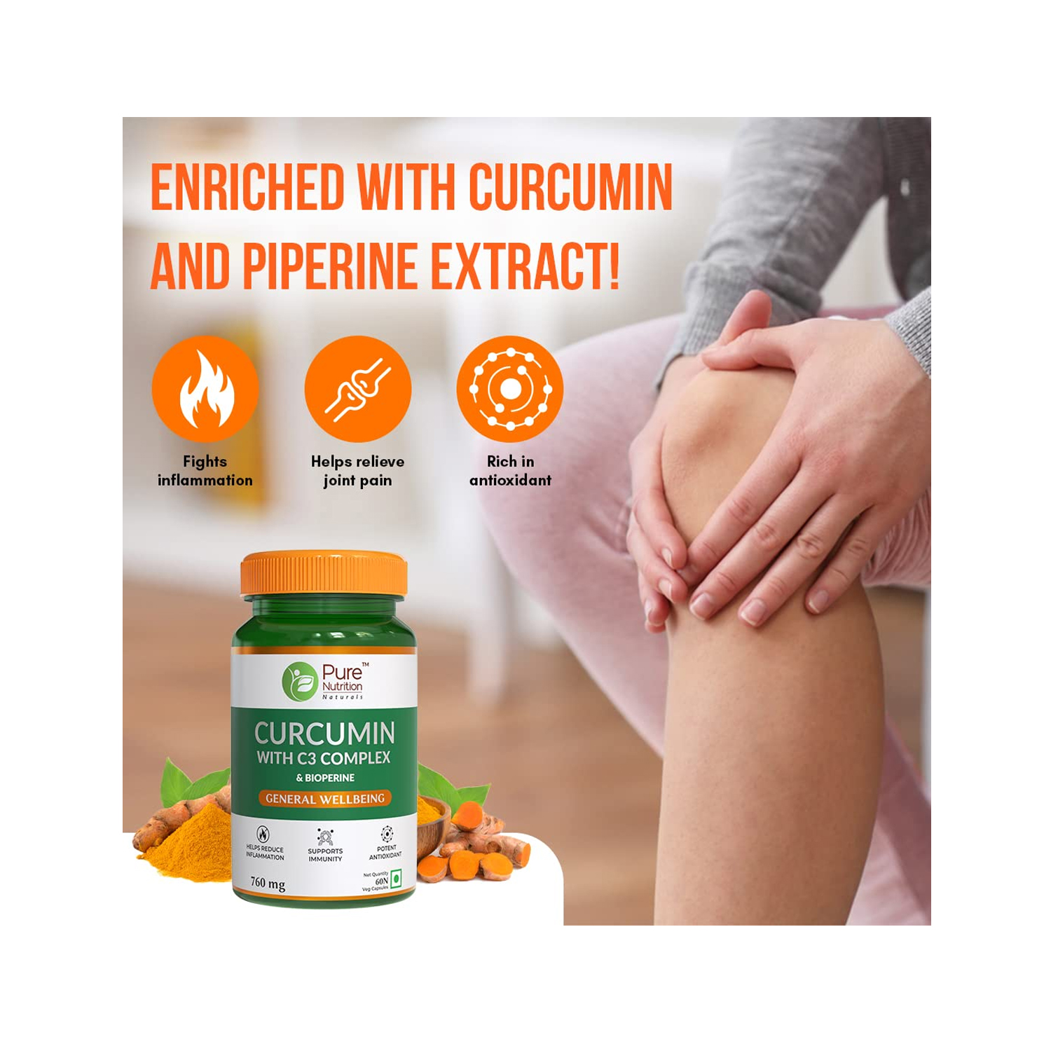 Pure Nutrition Curcumin with C3 Complex 60 Veg Capsules