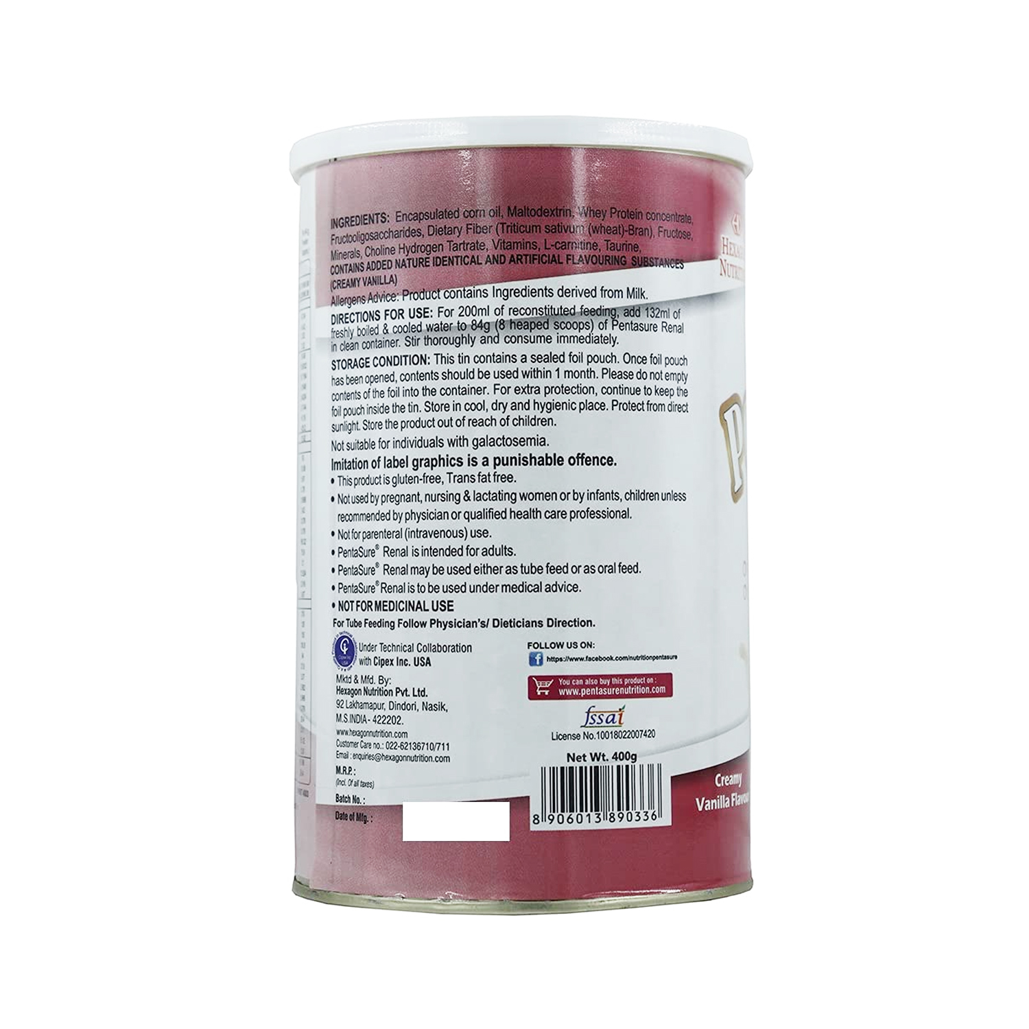 Pentasure Renal Vanilla Powder 400g - Cureka