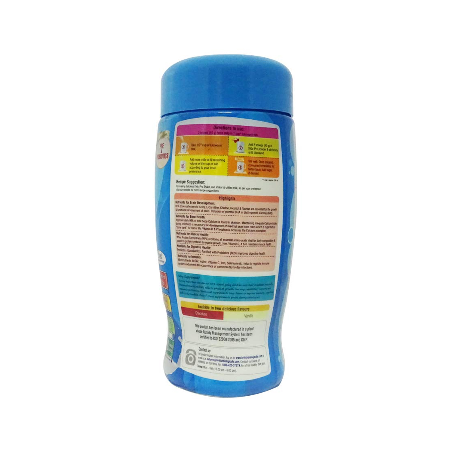 British Biological Kids-Pro Vanilla Flavoured Powder 500gm