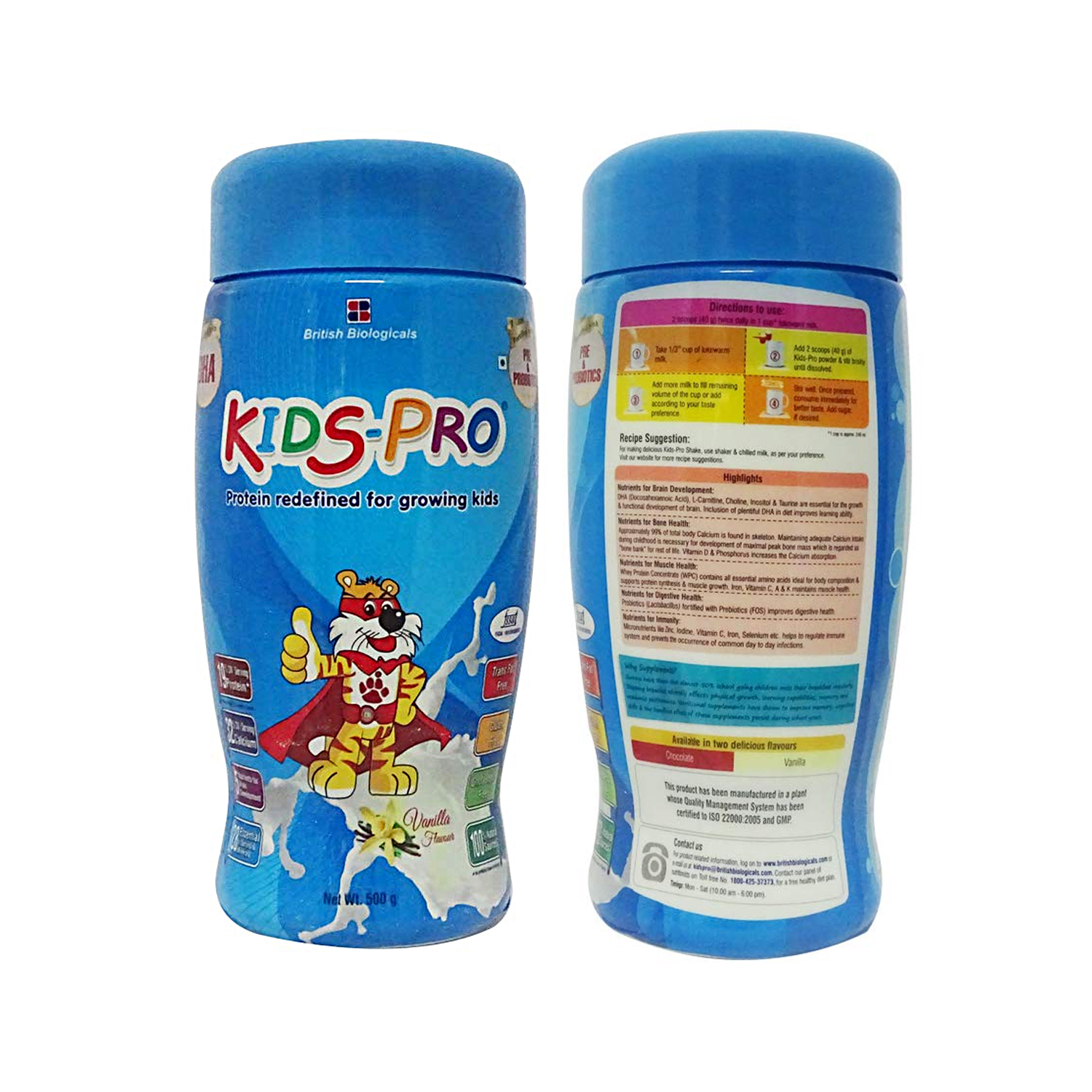 British Biological Kids-Pro Vanilla Flavoured Powder 500gm