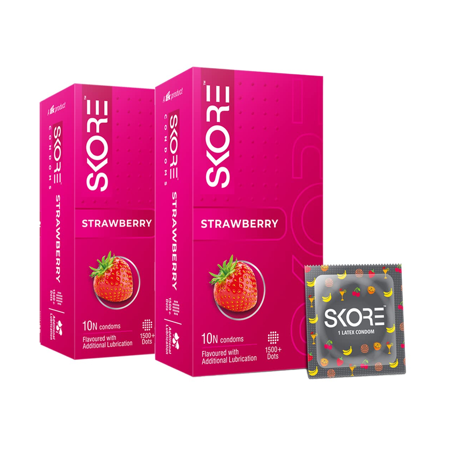 Skore Condoms Strawberry Flavoured (10 Condoms in 1 Pack) - Pack of 2 ...